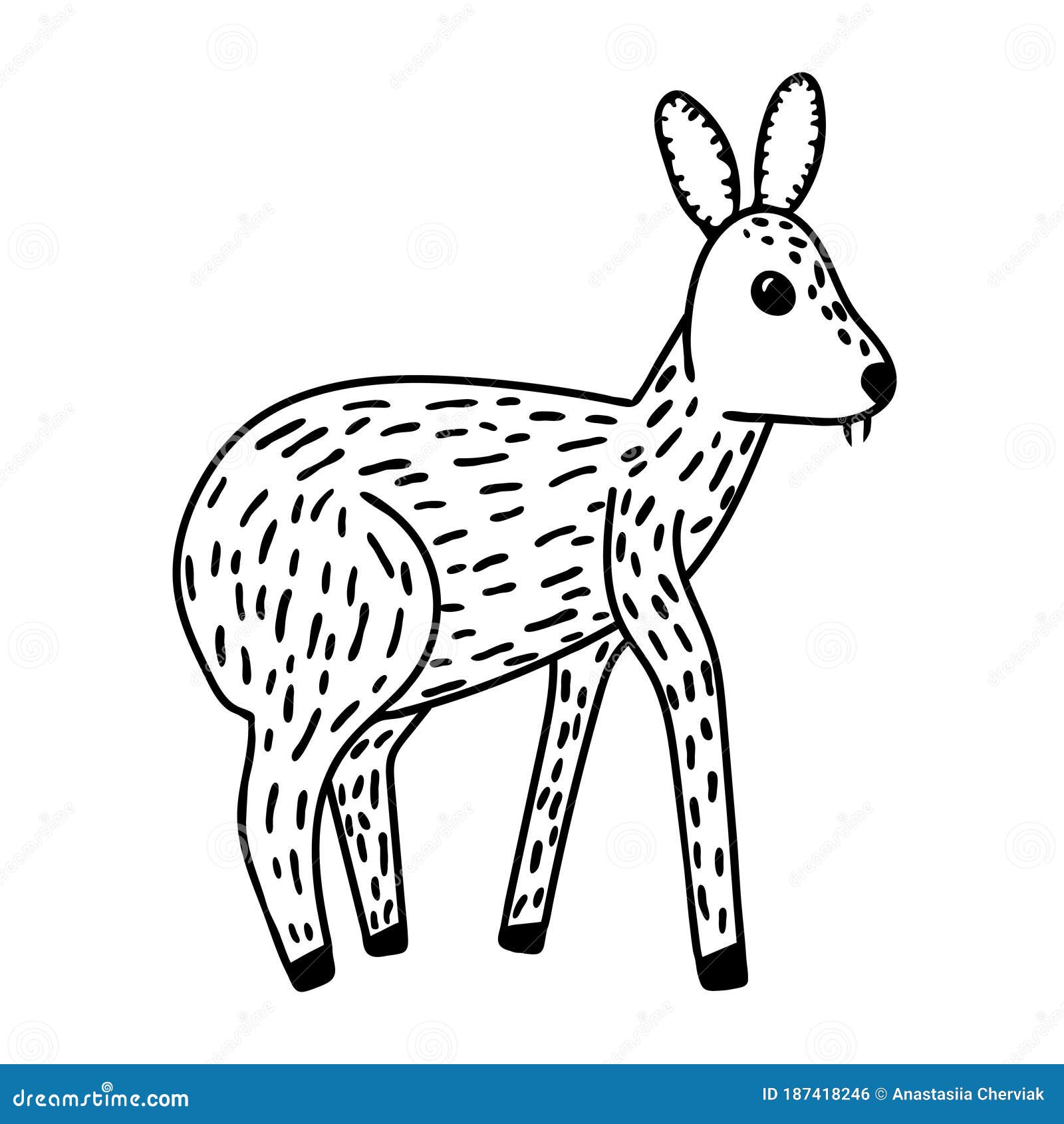Musk Deer with Fangs Doodle Drawing. Stock Vector - Illustration of ...