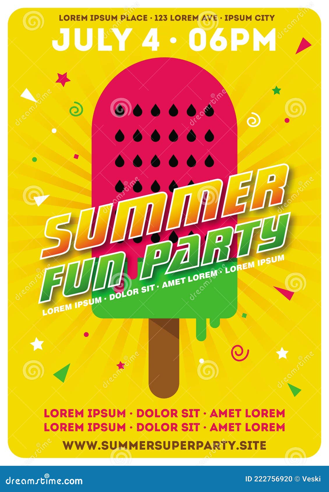 SUMMER FUN / ICE CREAM PARTY VECTOR POSTER Stock Vector - Illustration ...