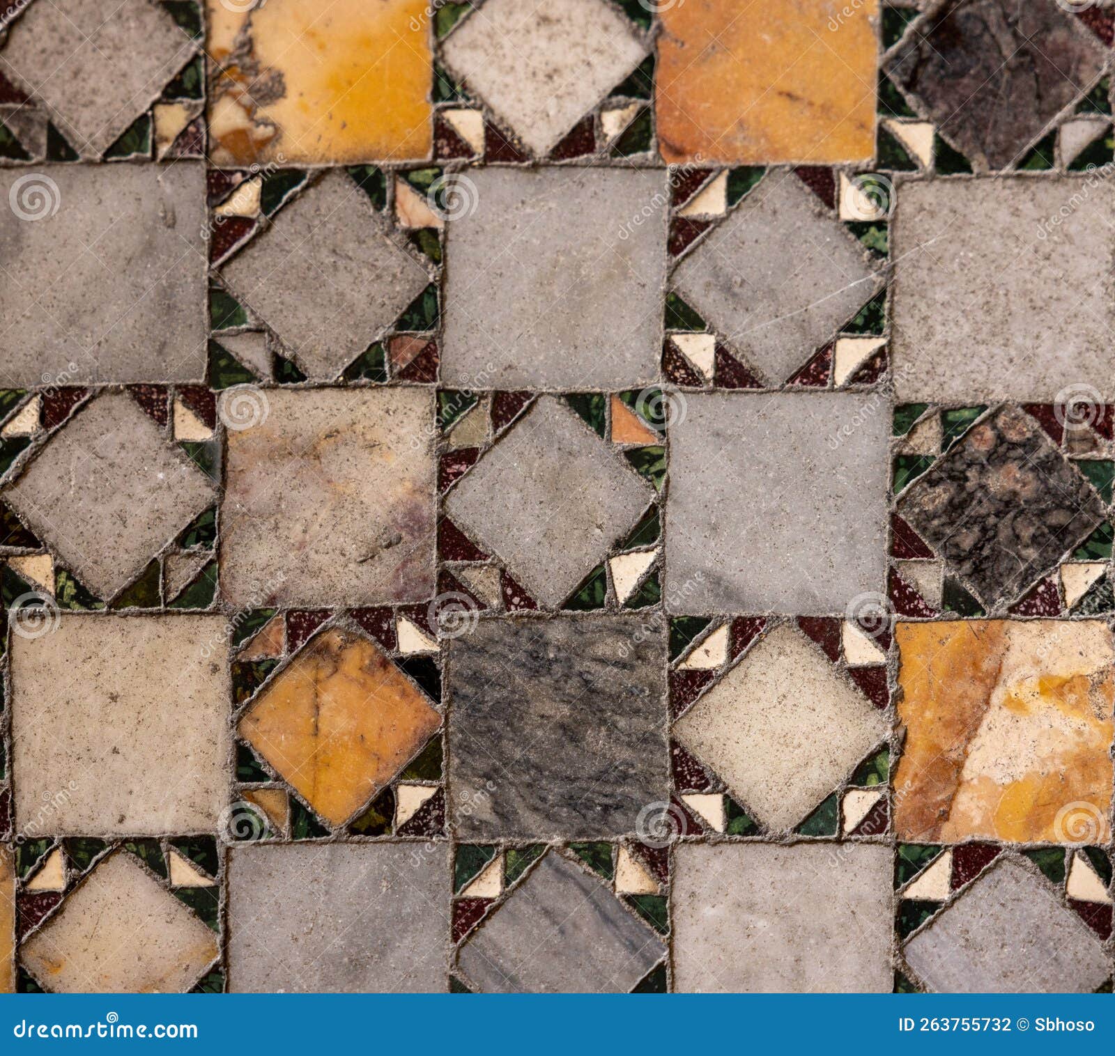 Geometric Square Pattern Decorative Pale Marble Mosaic Floor Detail ...