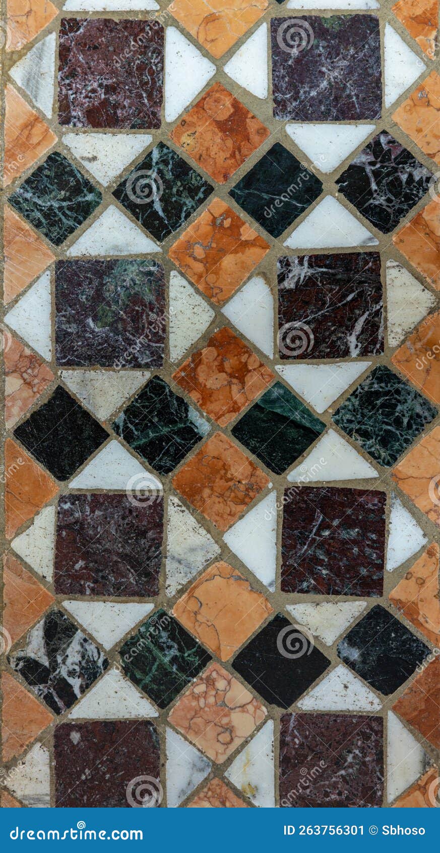 Old and Weathered Multi Earth Toned with Geometrical Patterns Marble ...