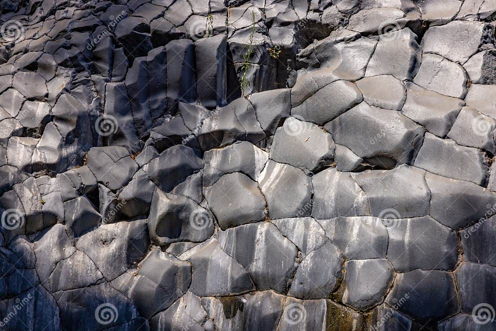 Unique Basaltic Rock Diamond Shaped Formations Close Up in the Gorges ...