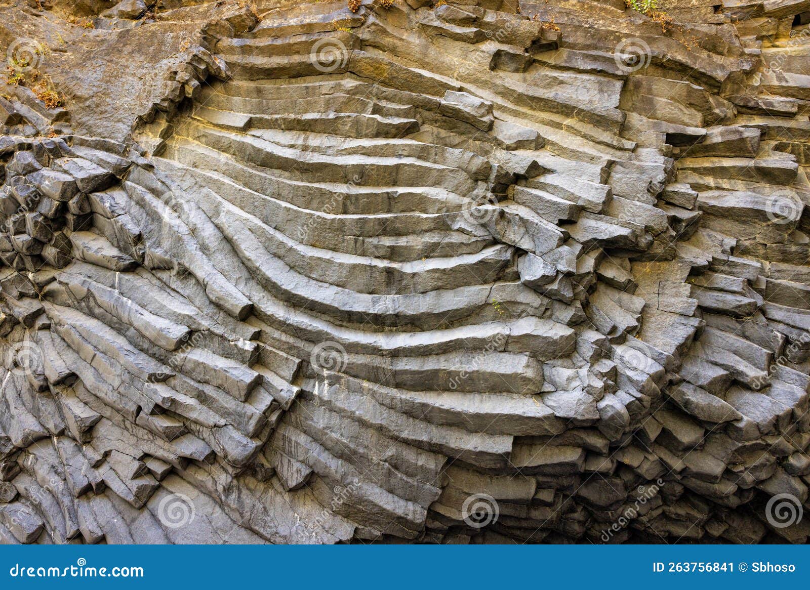Unique Close Up of Horizontal Basaltic Rock Column Formations in the ...