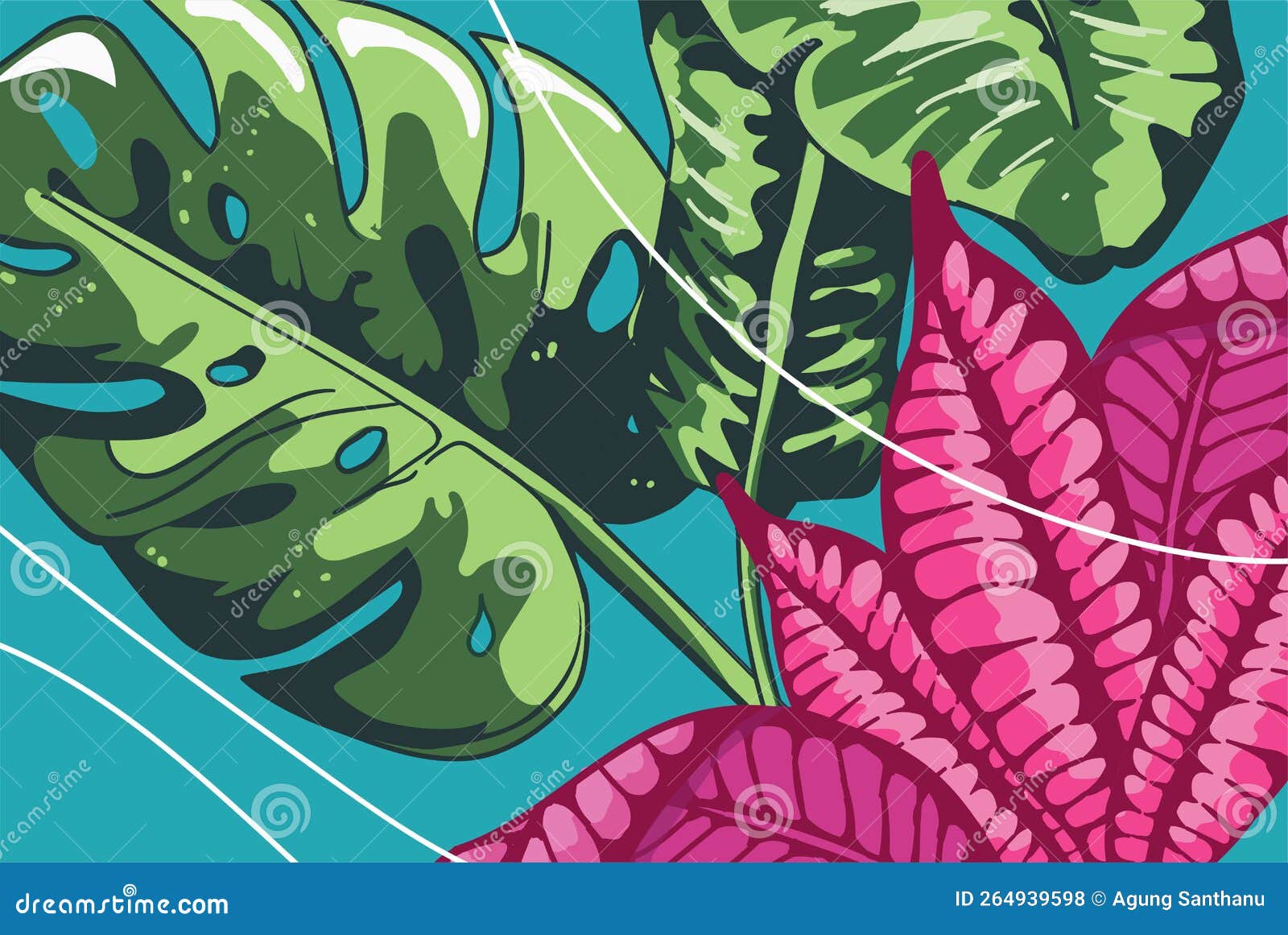Tropical Leaves Vector Illustration Nature Background. Leves Shapes ...