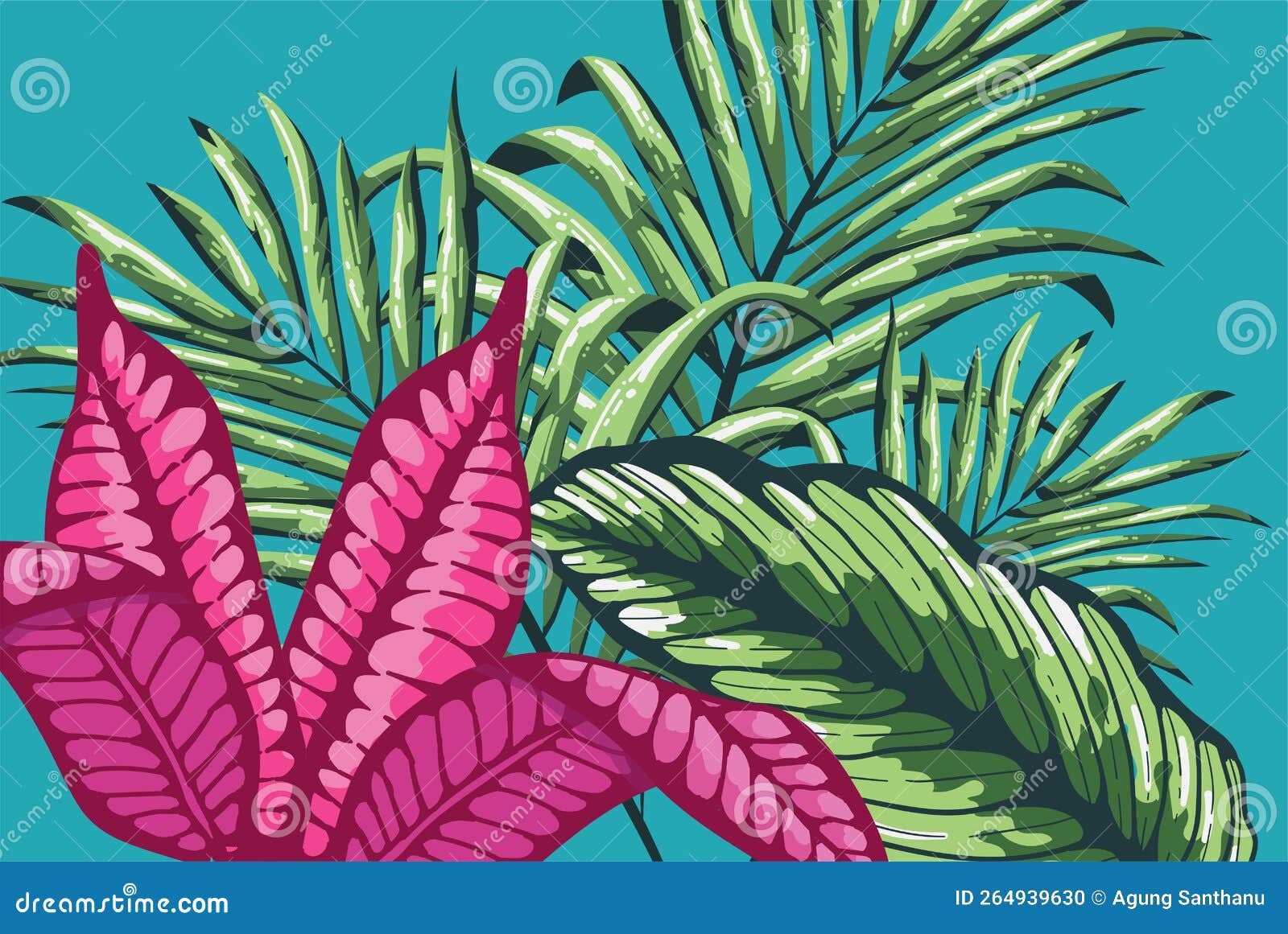 Tropical Leaves Vector Illustration Nature Background. Leves Shapes ...