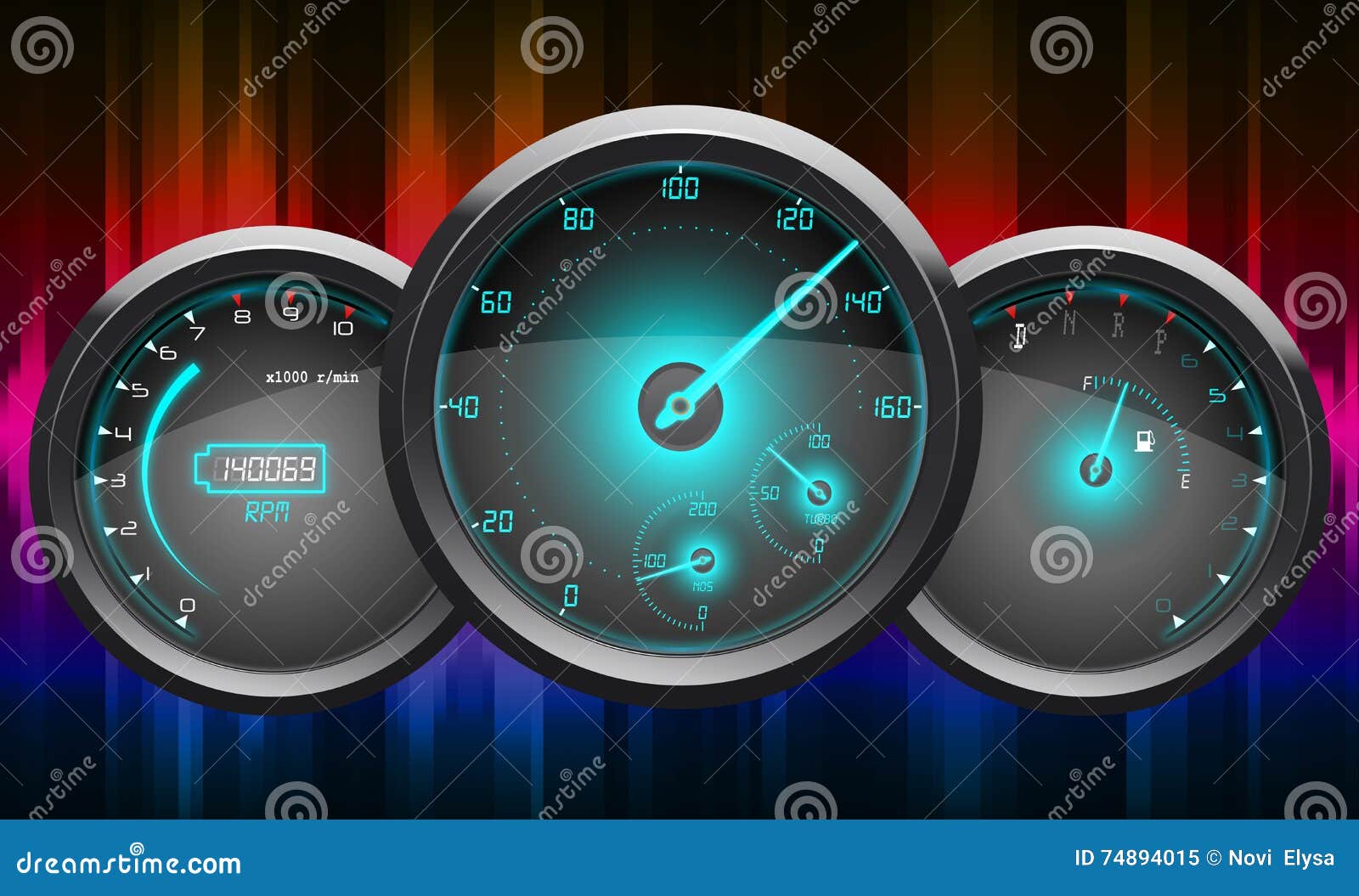Background Abstract Blue Red of a Car Speedometer Stock Vector ...
