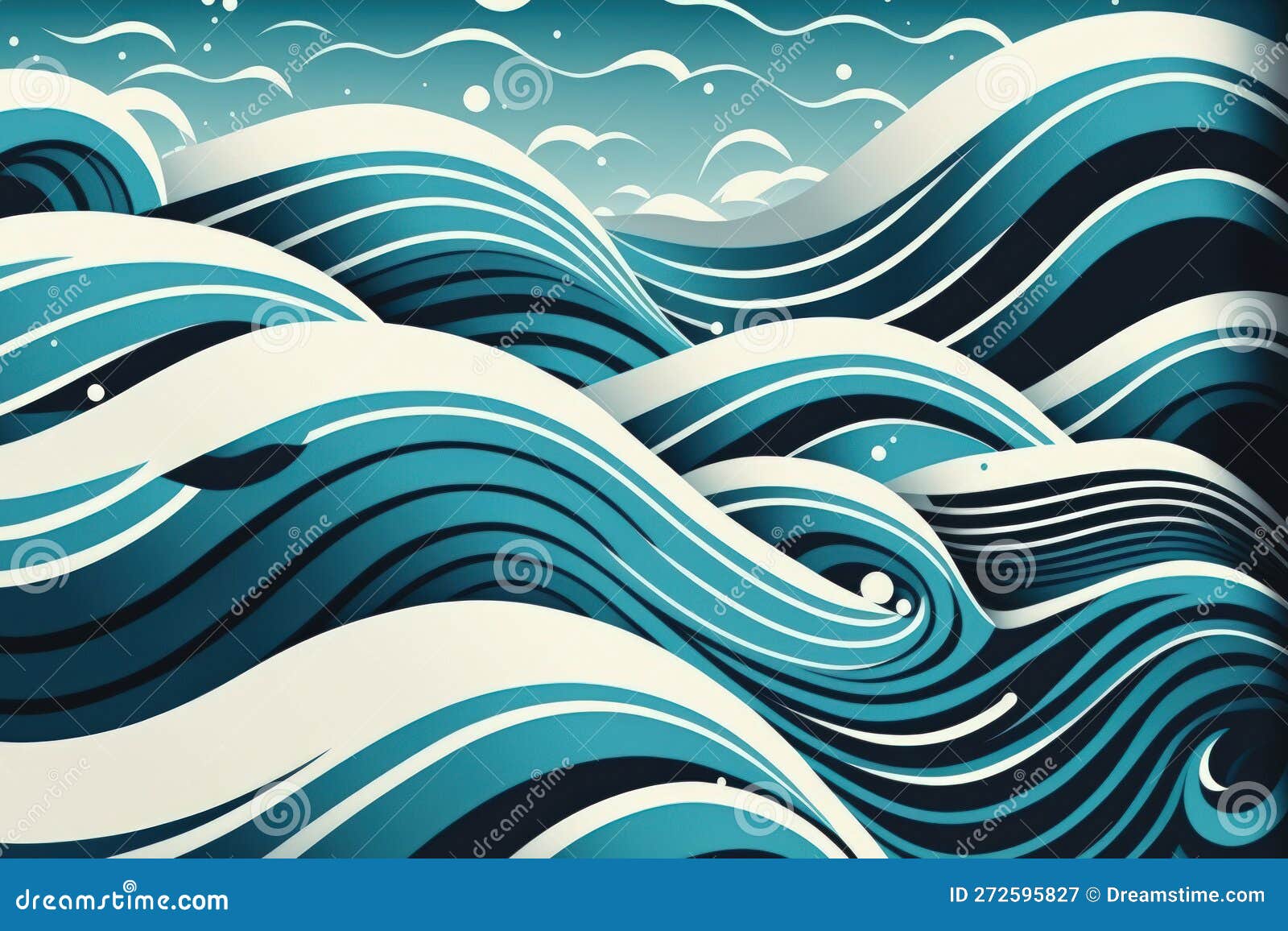Background of Abstract Blue Sea with White Waves Stock Illustration ...