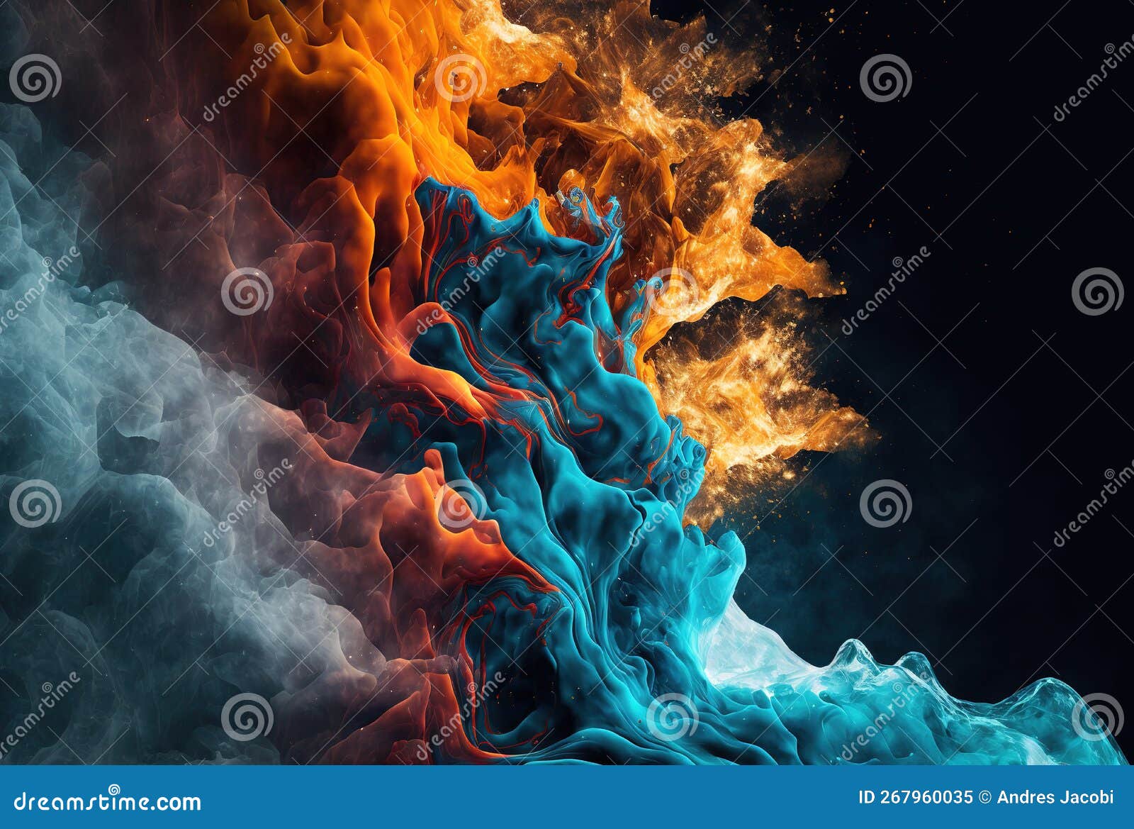 Background Abstract Design Representing Fire and Water Collision. Stock ...