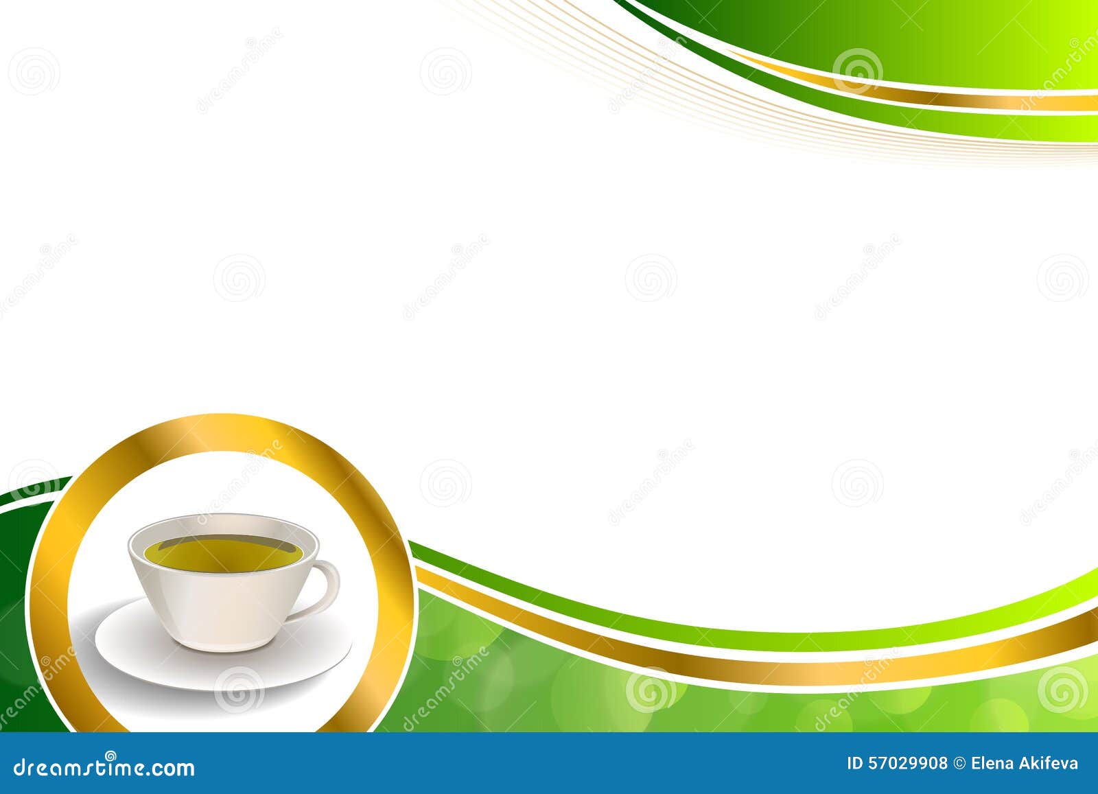 Background Abstract Drink Green Tea Cup Gold Circle Frame Illustration ...