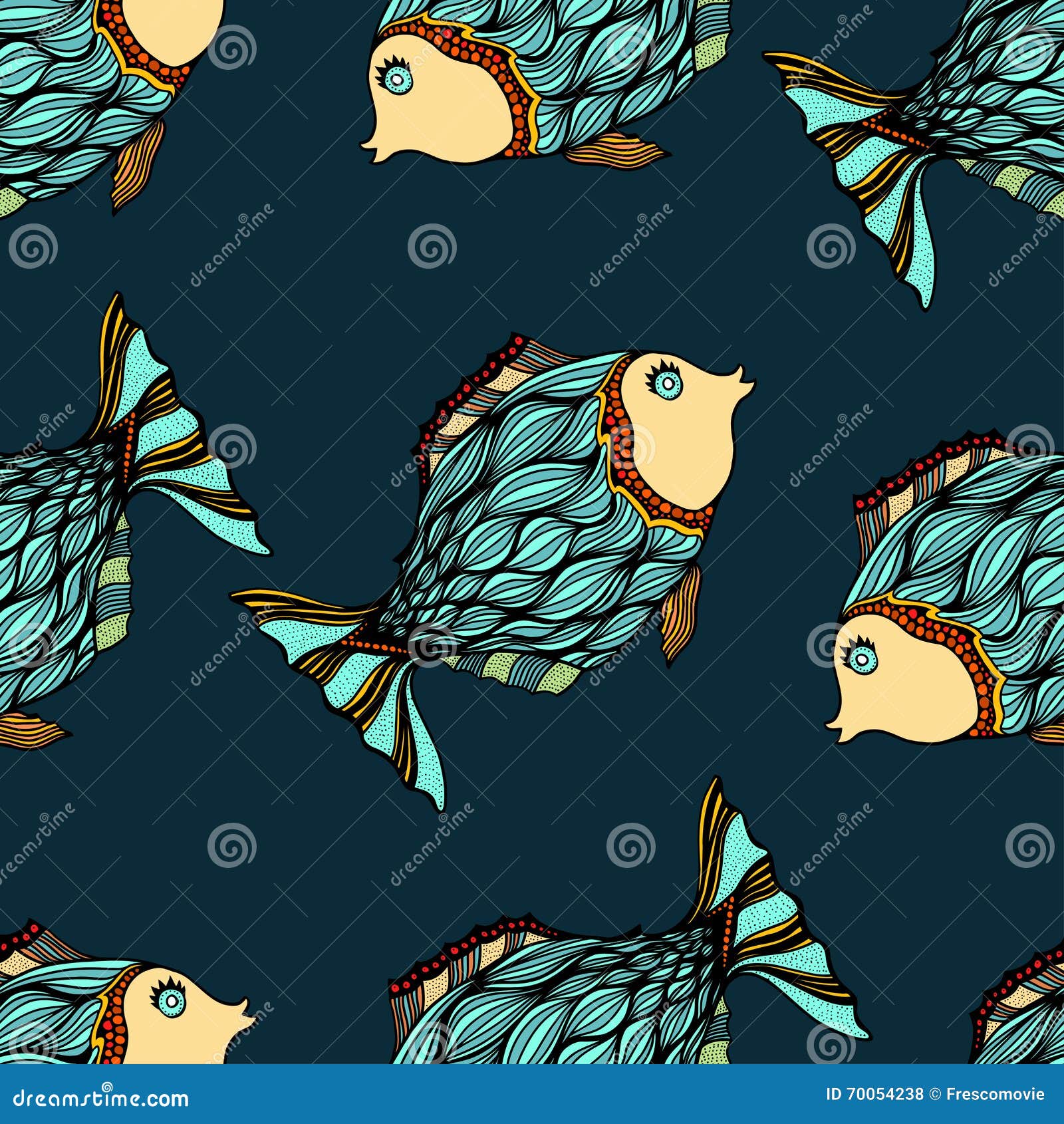 Background of Abstract Fish Stock Vector - Illustration of doodle ...