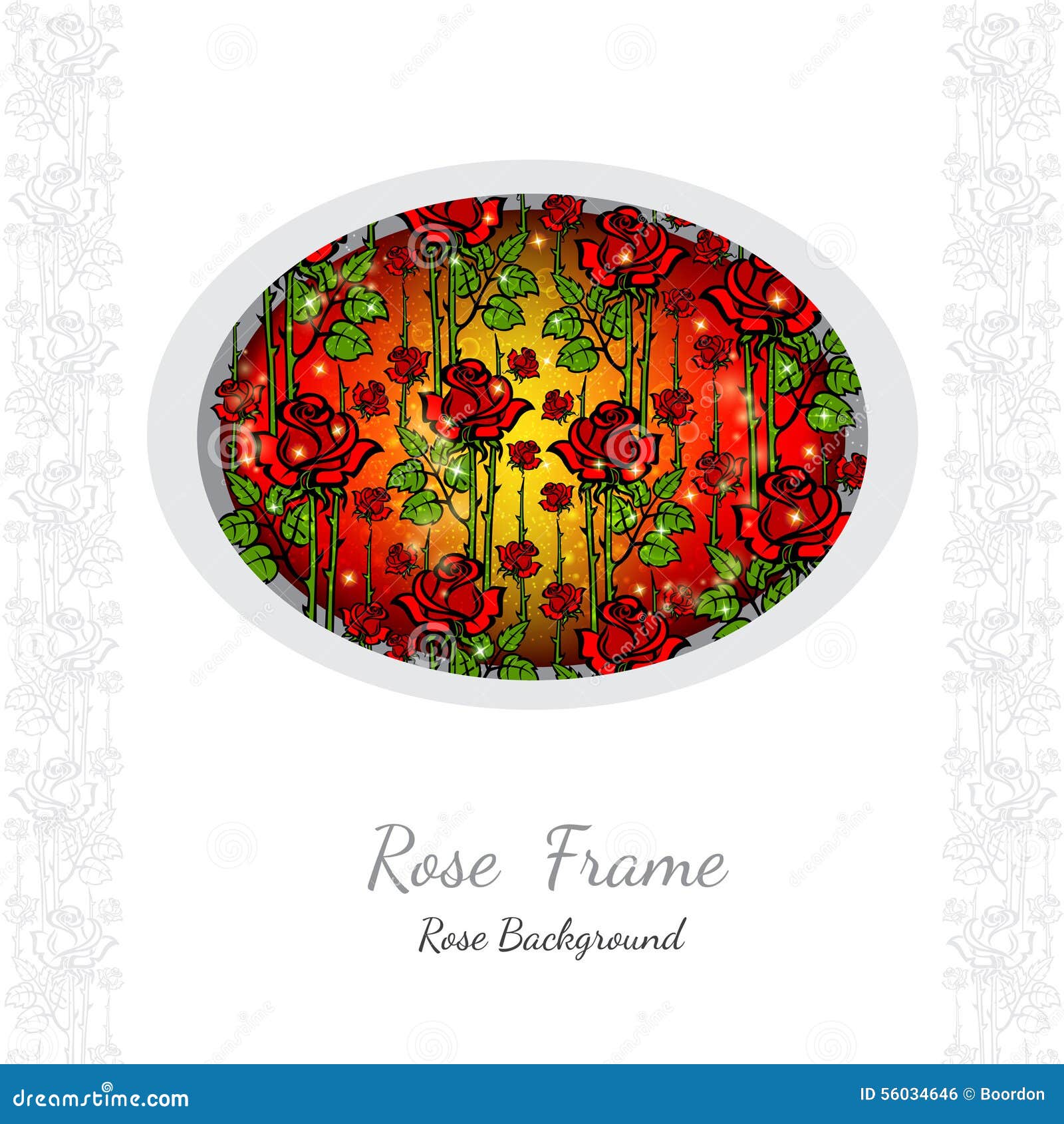 Background with Abstract Floral Rose Pattern on Circle Frame and White ...