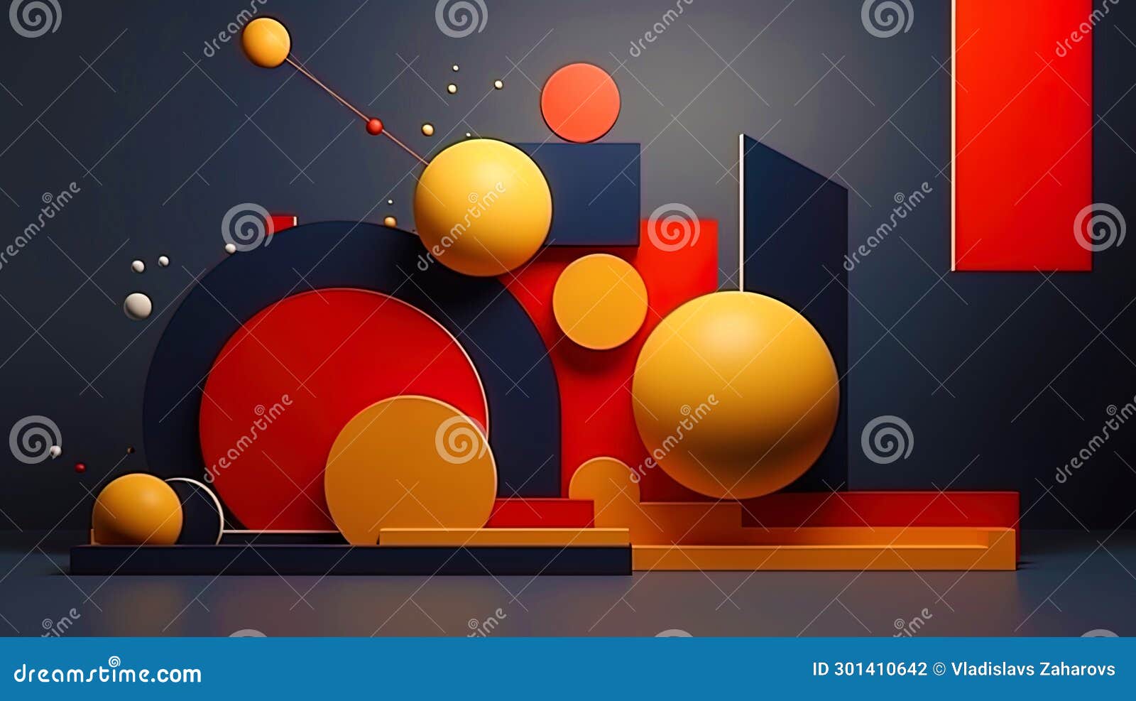 The Background with Abstract Geometric Objects in Space Stock ...