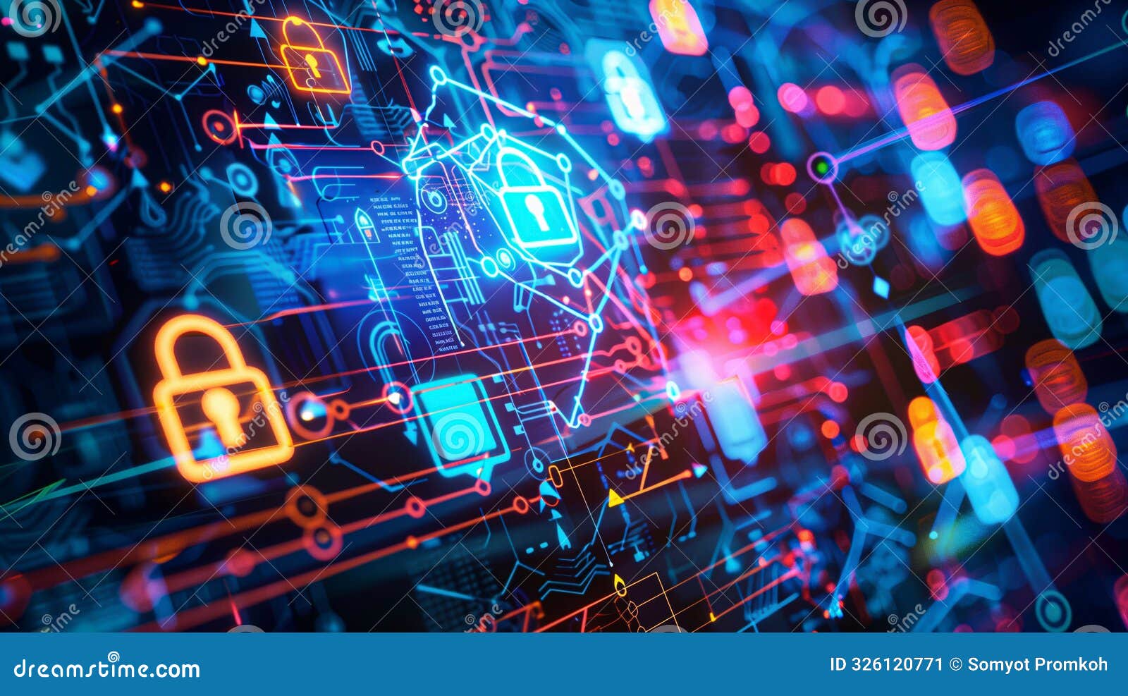 Background: Abstract Image Showing Various Icons. in the Ratio of Cyber ...