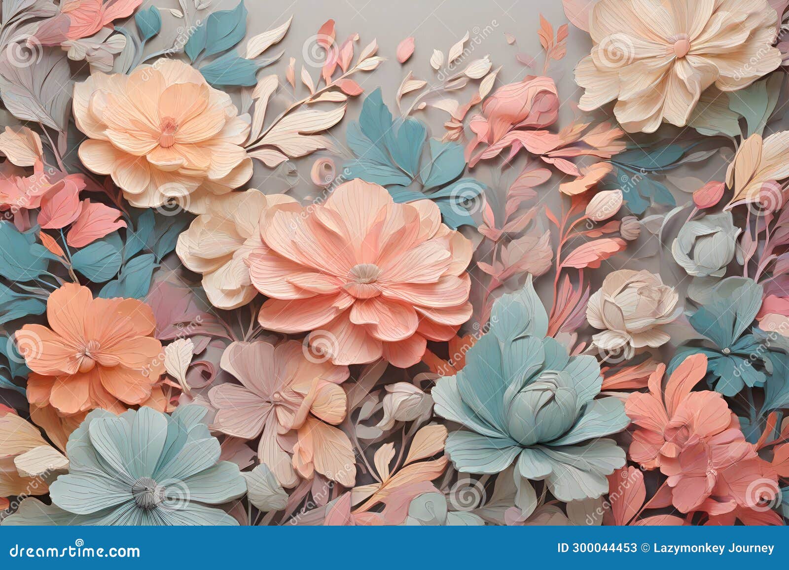 Background with Abstract Pastel Line Art Flowers Stock Illustration ...