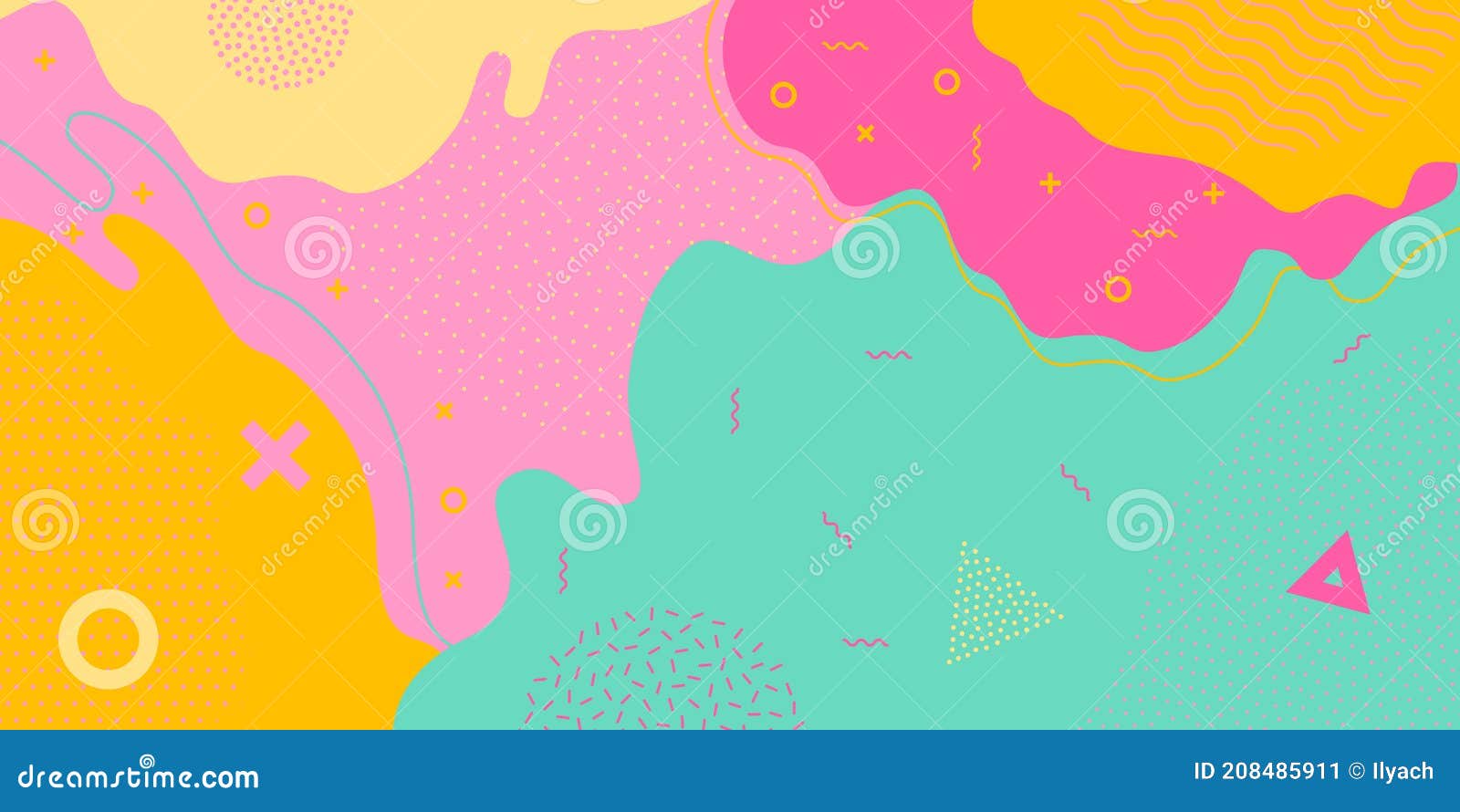 Background Abstract Pattern, Color Funky Memphis and Geometric Doodle ...