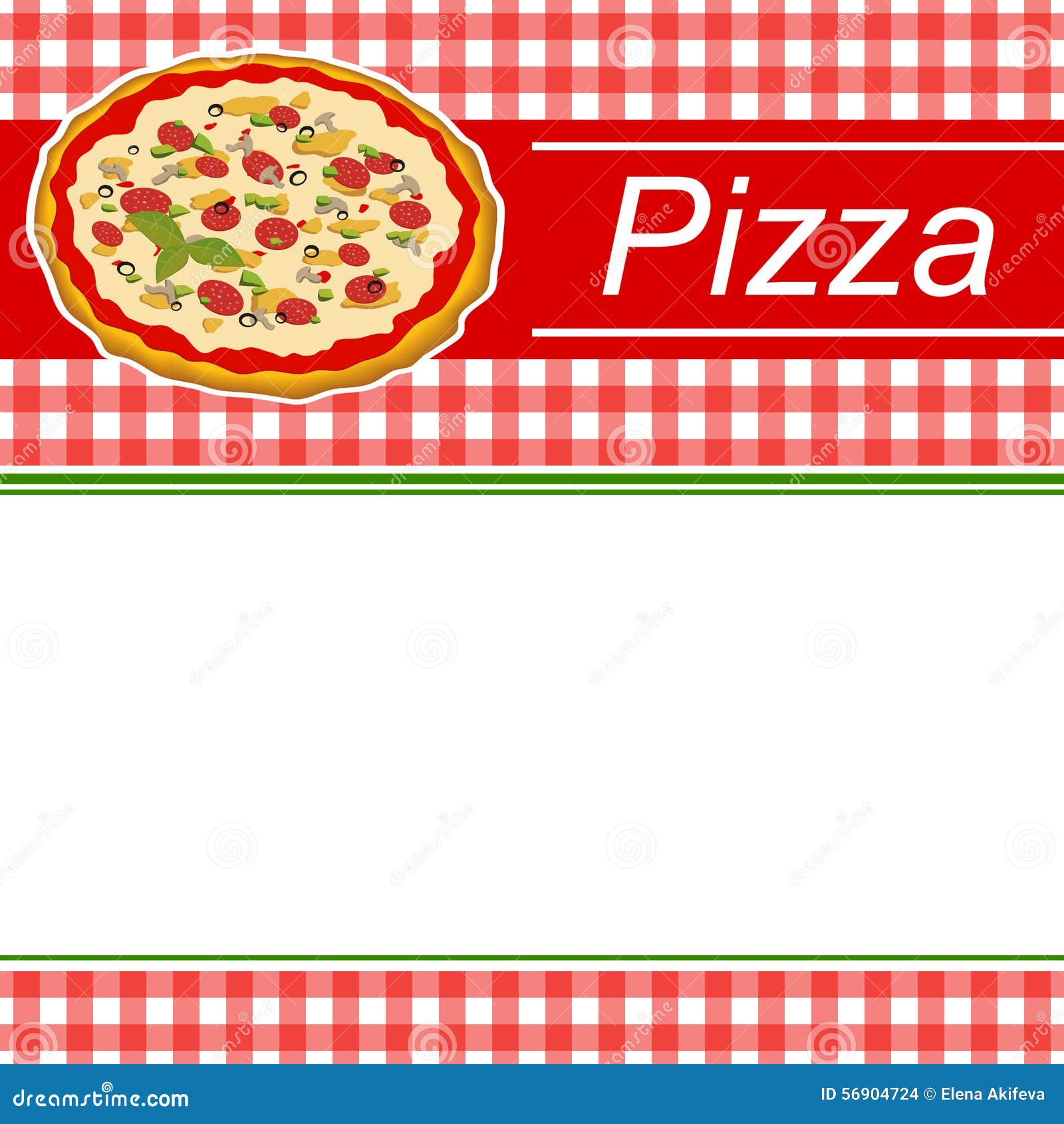 Background Abstract Red Menu Pizza Green Stripes Frame Illustration ...