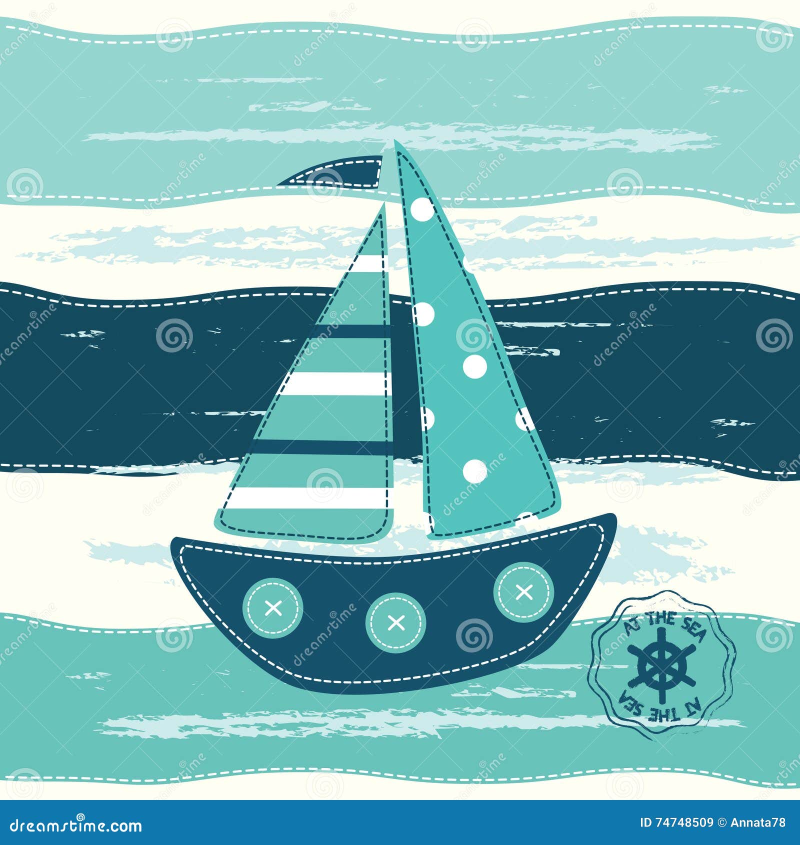 Background with Abstract Sailing Ship Stock Vector - Illustration of ...