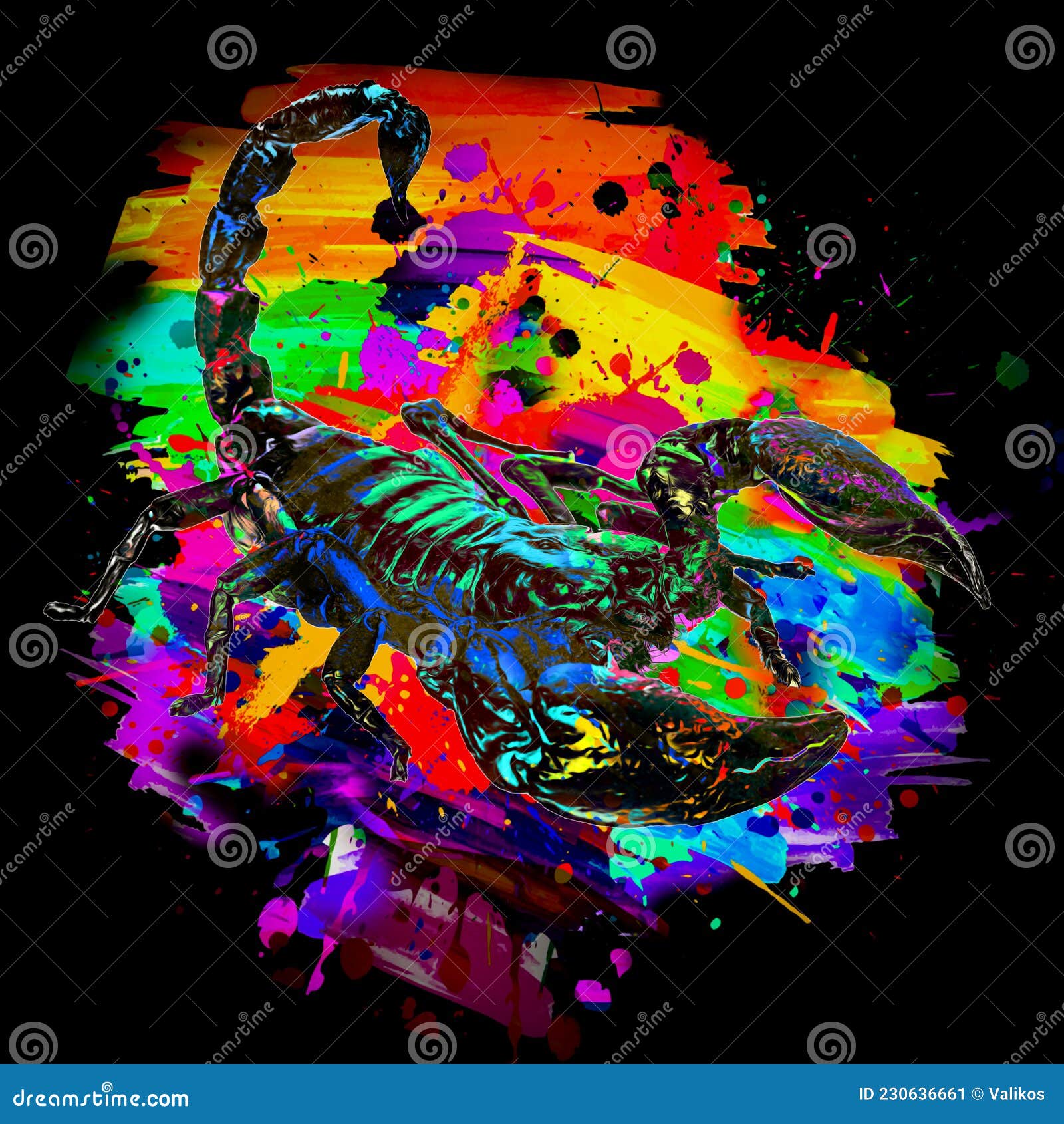 Background with Scorpion Color Art Stock Illustration - Illustration of ...