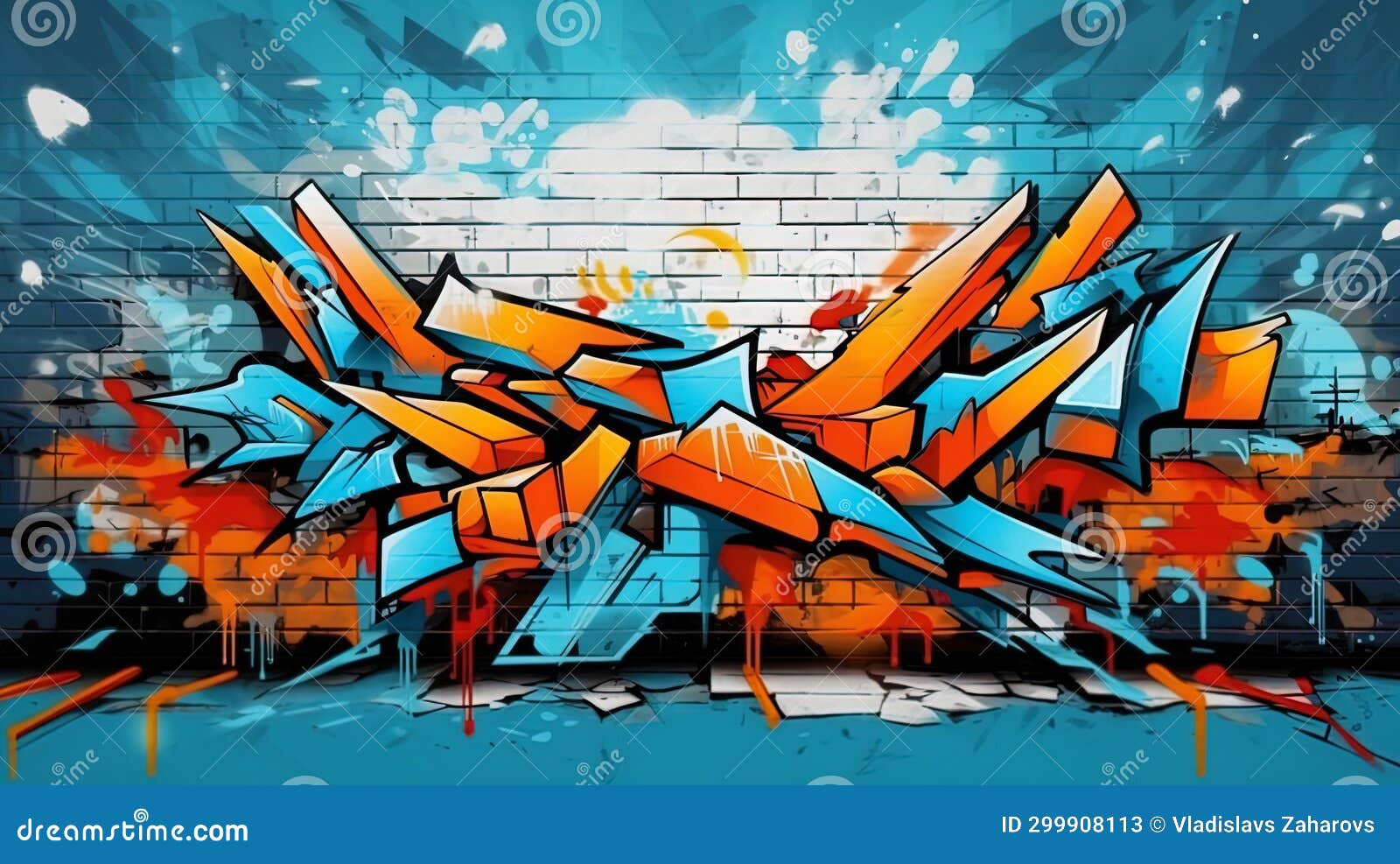 The Background with Abstract Street Graffiti Art Stock Illustration ...