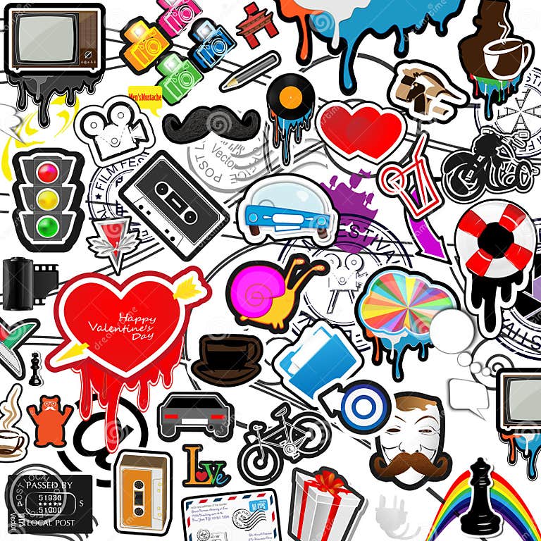 Background Abstract Style Comics, a Set of Objects Background Stock ...