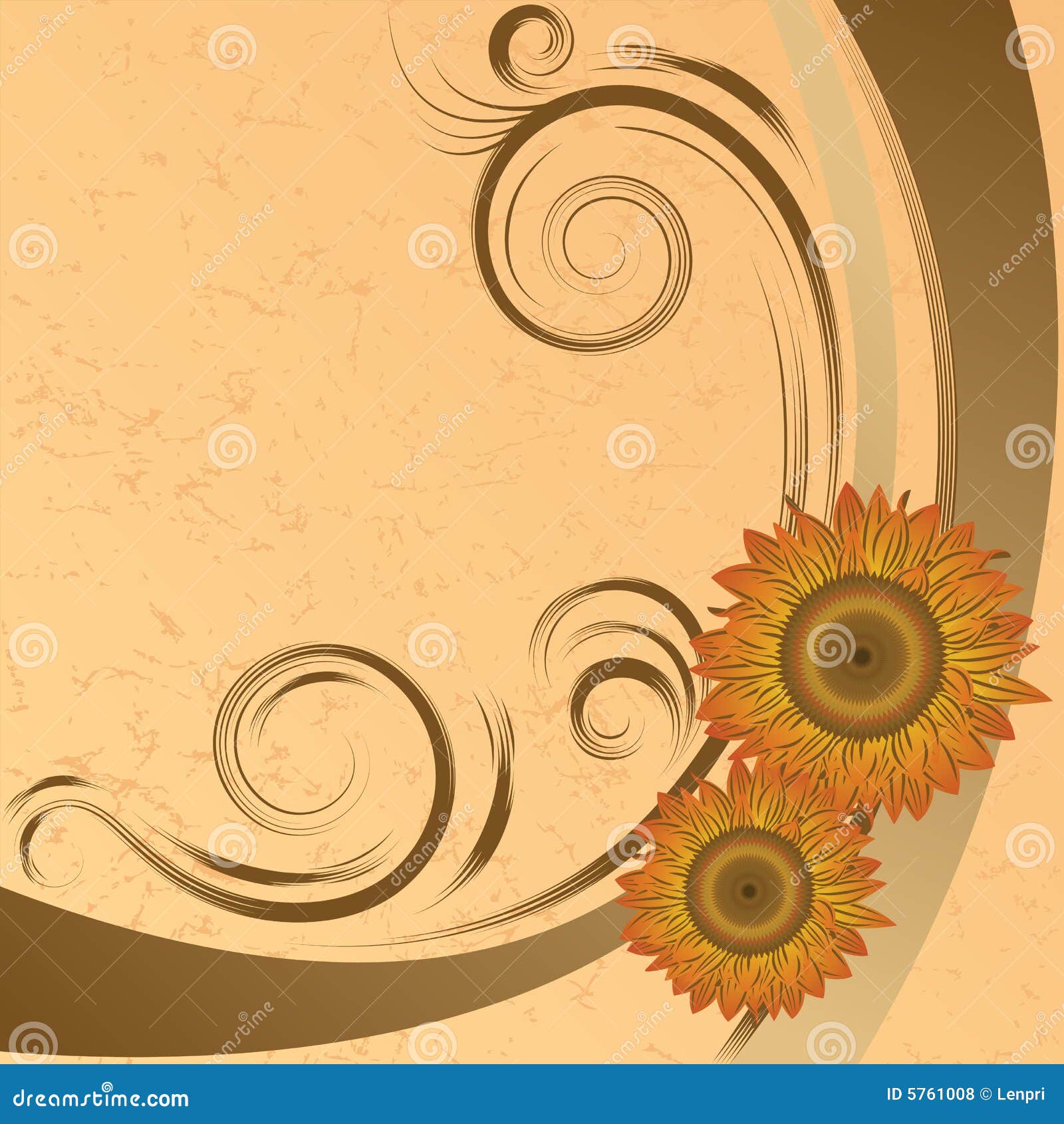 Background with Abstract Sunflowers Stock Vector - Illustration of leaf ...