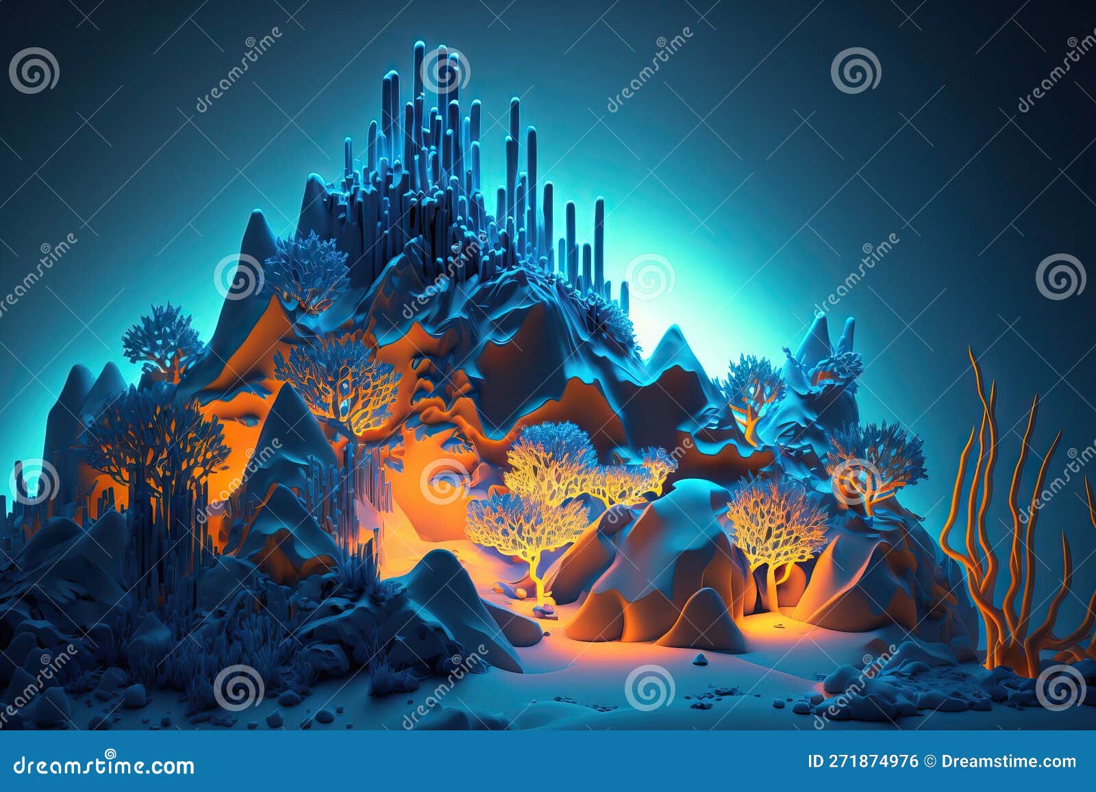 Background of an Abstract Winter Countryside View. a Bizarre Scene ...