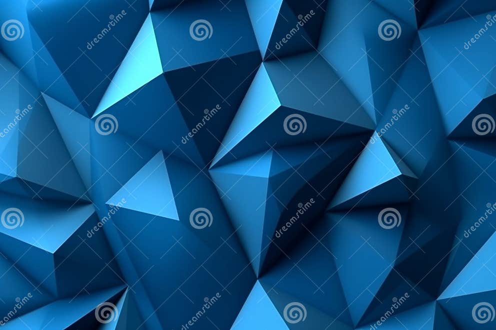Background Adorned with an Array of Blue Triangular Shapes in a 3D ...