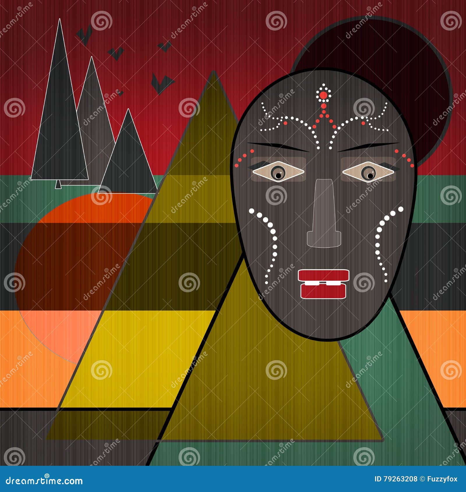 Background with African Design Elements and Mask Stock Illustration ...