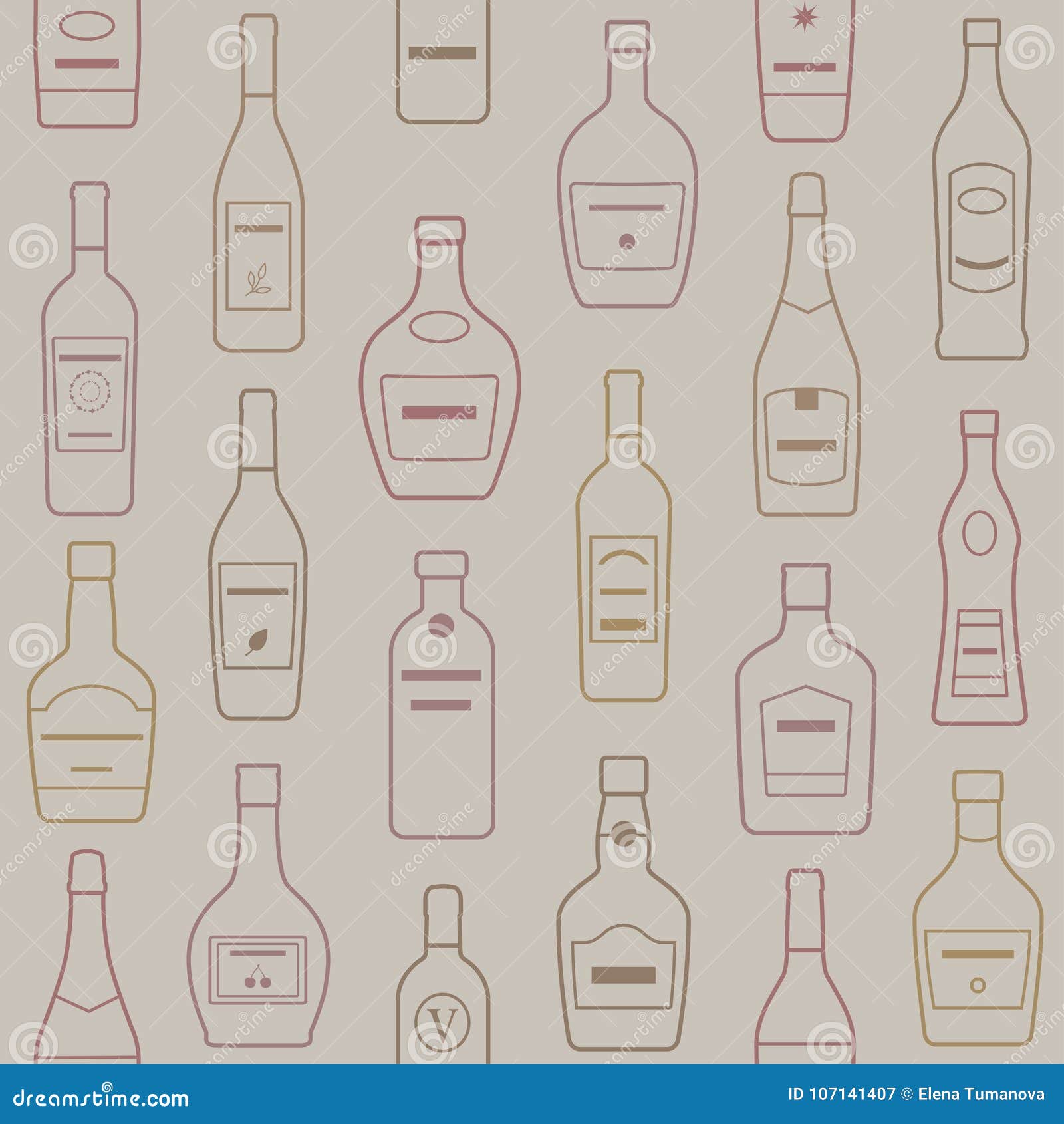 Background of Alcohol Bottles. Seamless Pattern Stock Vector ...