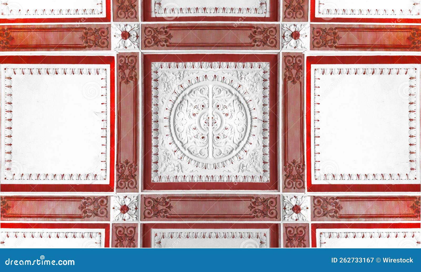 Background of an Antique Red and White Decorated Ceiling. Stock ...