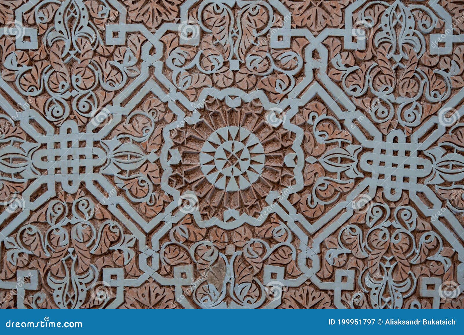 Background Arabic Ornament on Plaster Wall Stock Image - Image of ...
