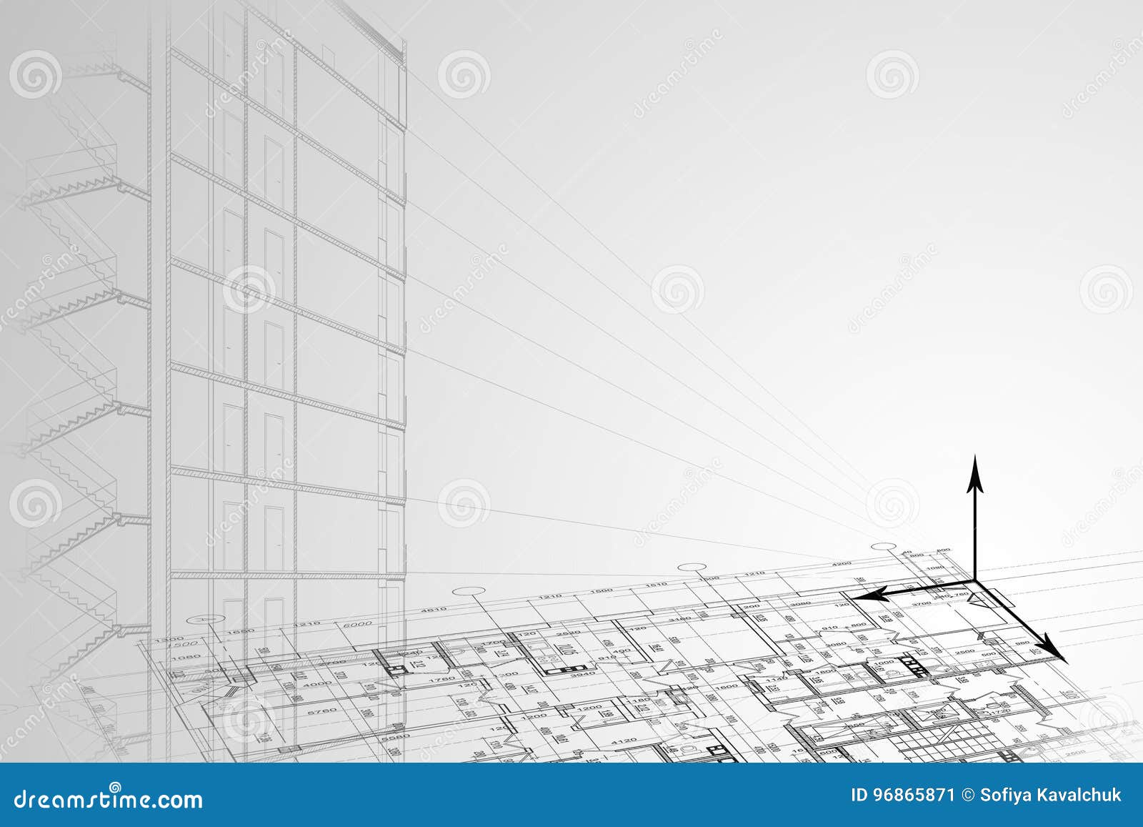 Background of Architectural Drawing Stock Illustration - Illustration ...