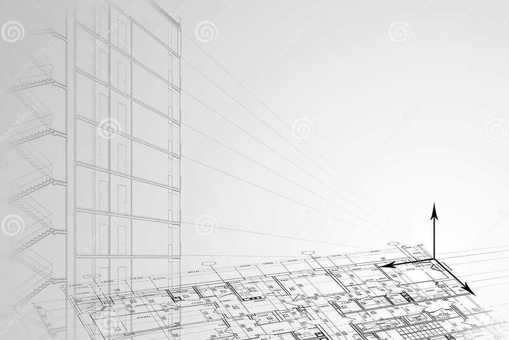 Background of Architectural Drawing Stock Illustration - Illustration ...