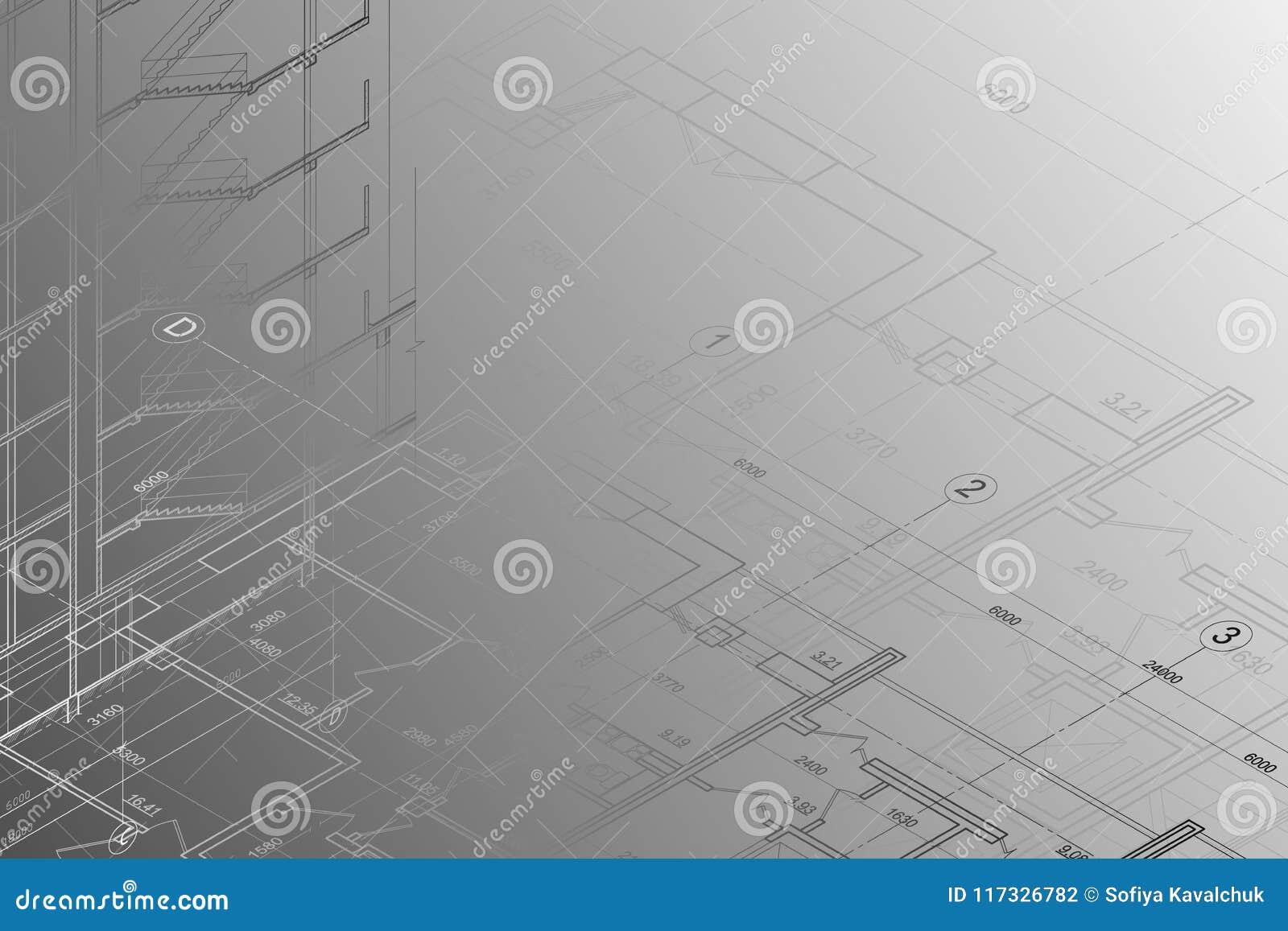 Background of Architectural Technical Drawing Stock Illustration ...