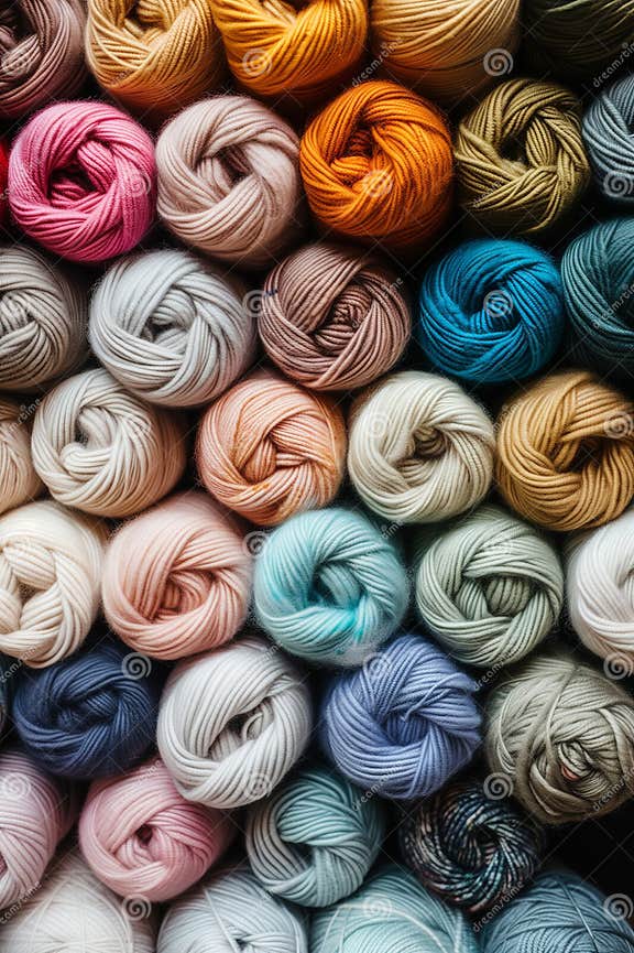 A Stack of Colorful Yarn Balls Background Stock Image - Image of yarn ...