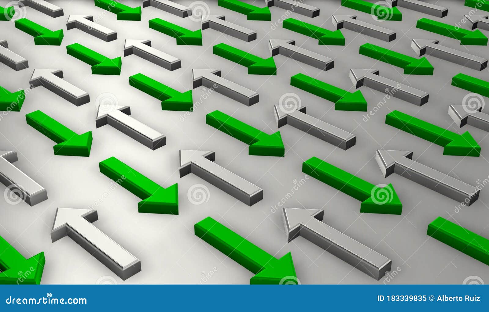 Pattern of Green Arrows in Perspective with Shadows Stock Illustration ...
