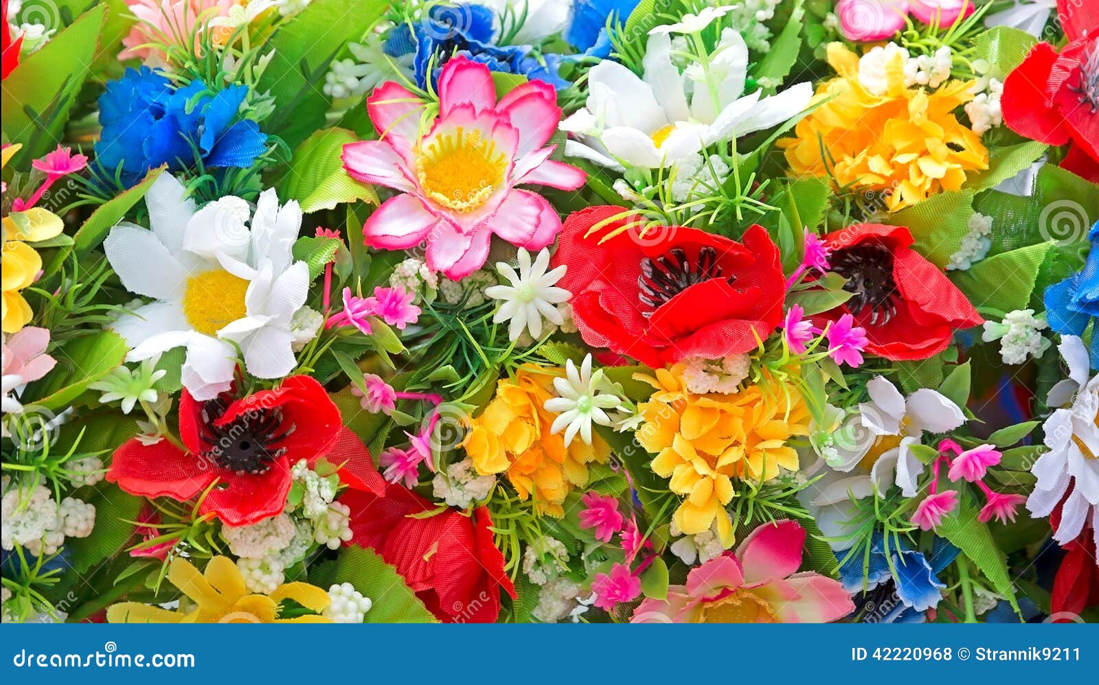 Background of Artificial Flowers. Stock Photo - Image of yellow ...