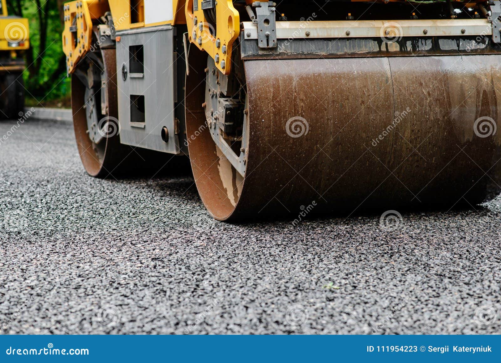 Background of Asphalt Roller that Stack and Press Hot Asphalt. Road ...