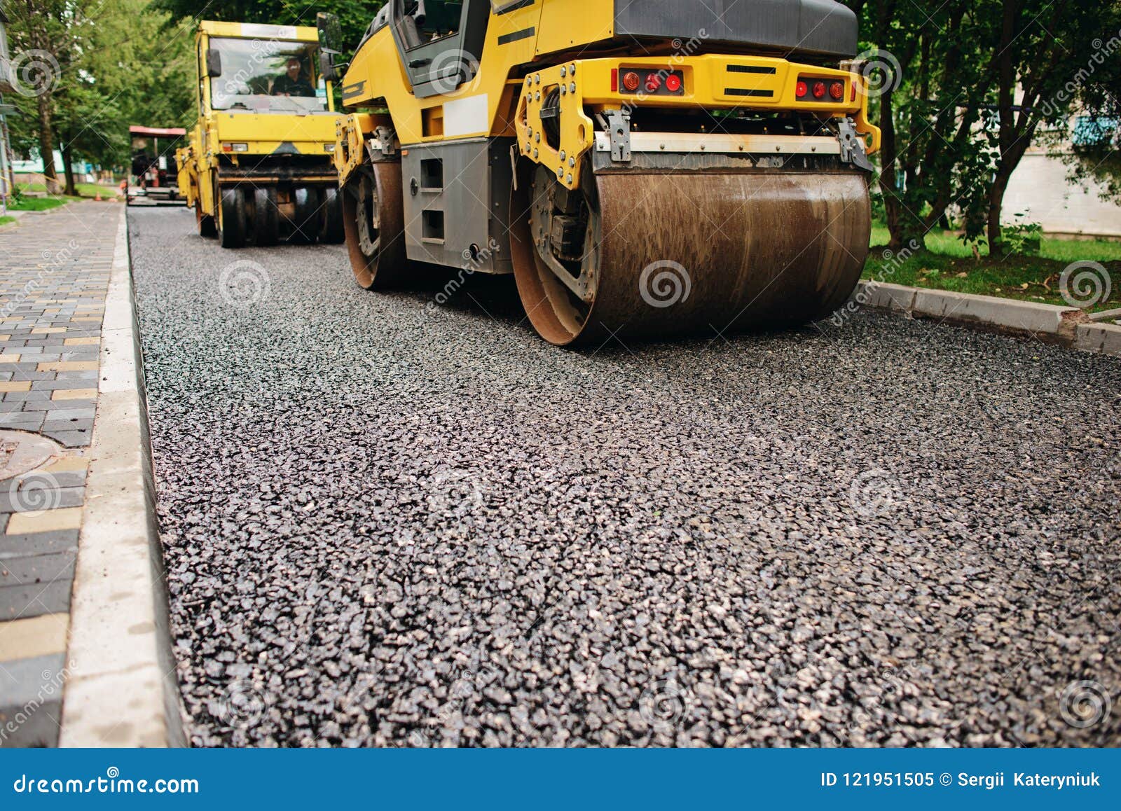 Background of Asphalt Roller that Stack and Press Hot Asphalt. Road ...