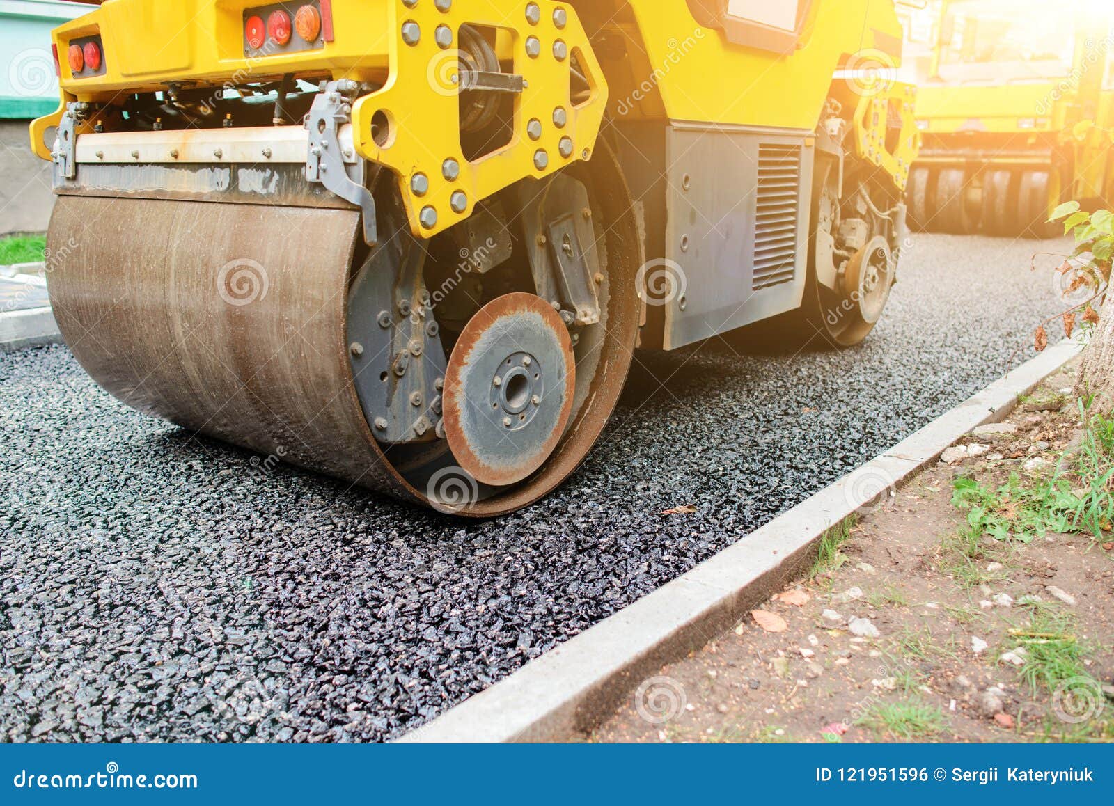 Background of Asphalt Roller that Stack and Press Hot Asphalt. Road ...