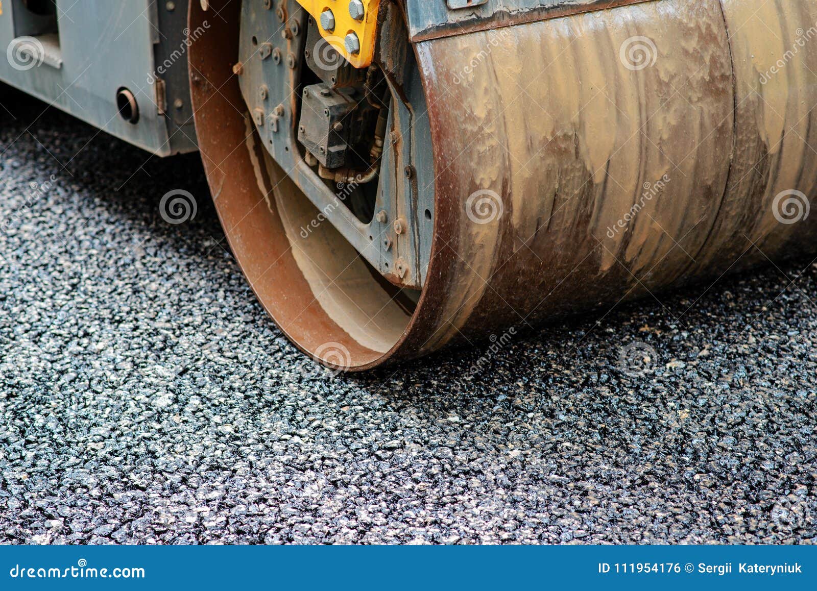 Background of Asphalt Roller that Stack and Press Hot Asphalt. Road ...