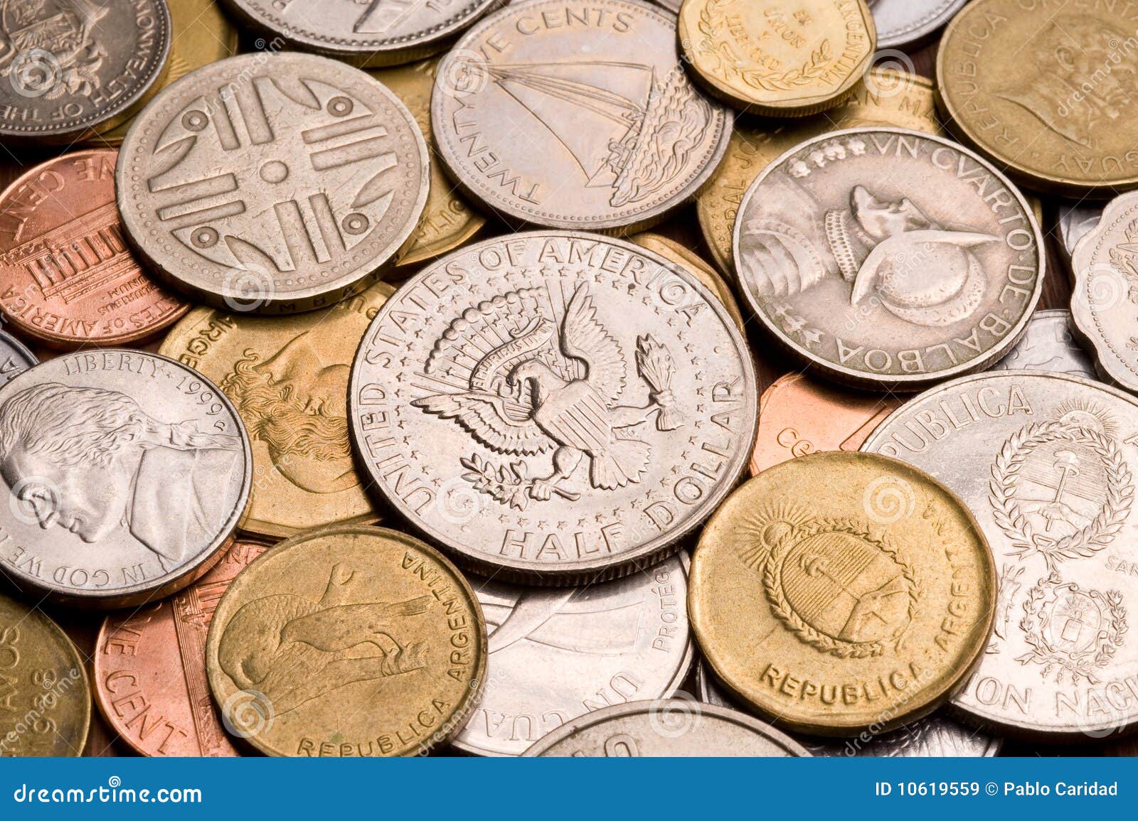 Background of Assorted Coins. Stock Image - Image of moneylender, money ...
