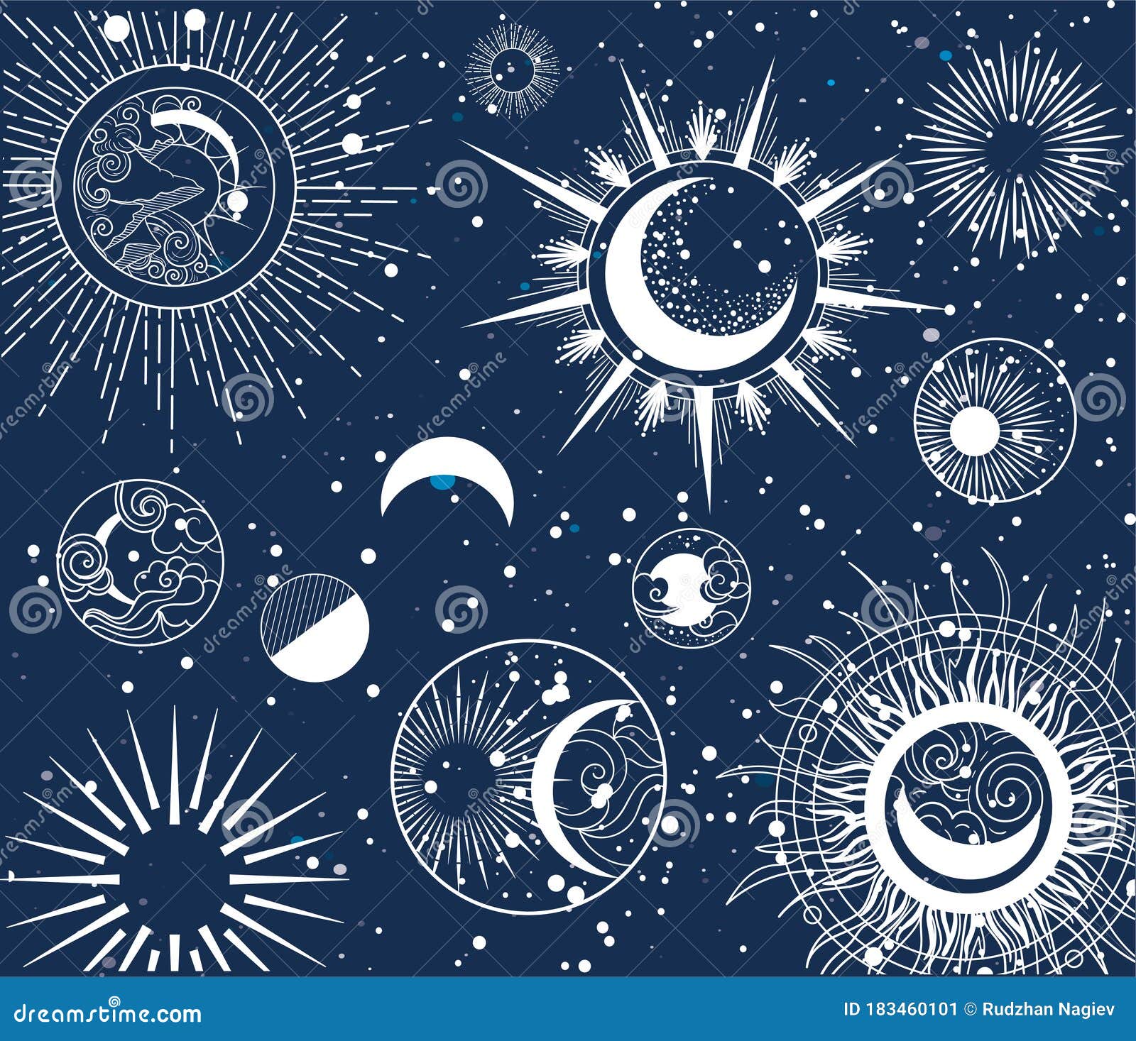 Background Astrological Pattern of the Moon Phases Stock Vector ...