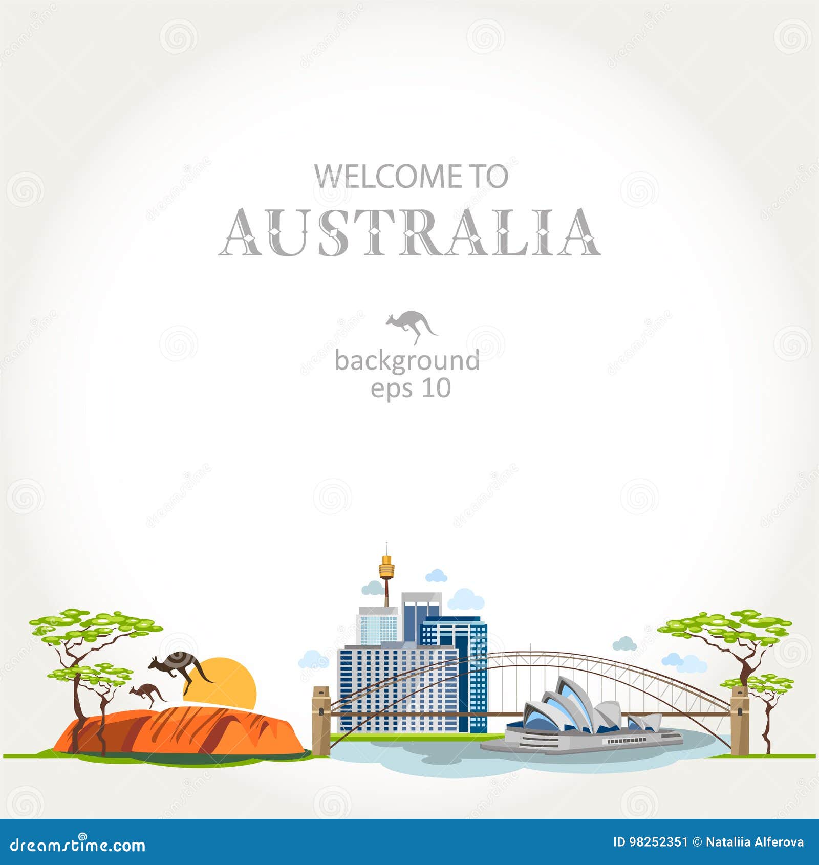Background Australia Panorama Stock Vector - Illustration of landmark ...