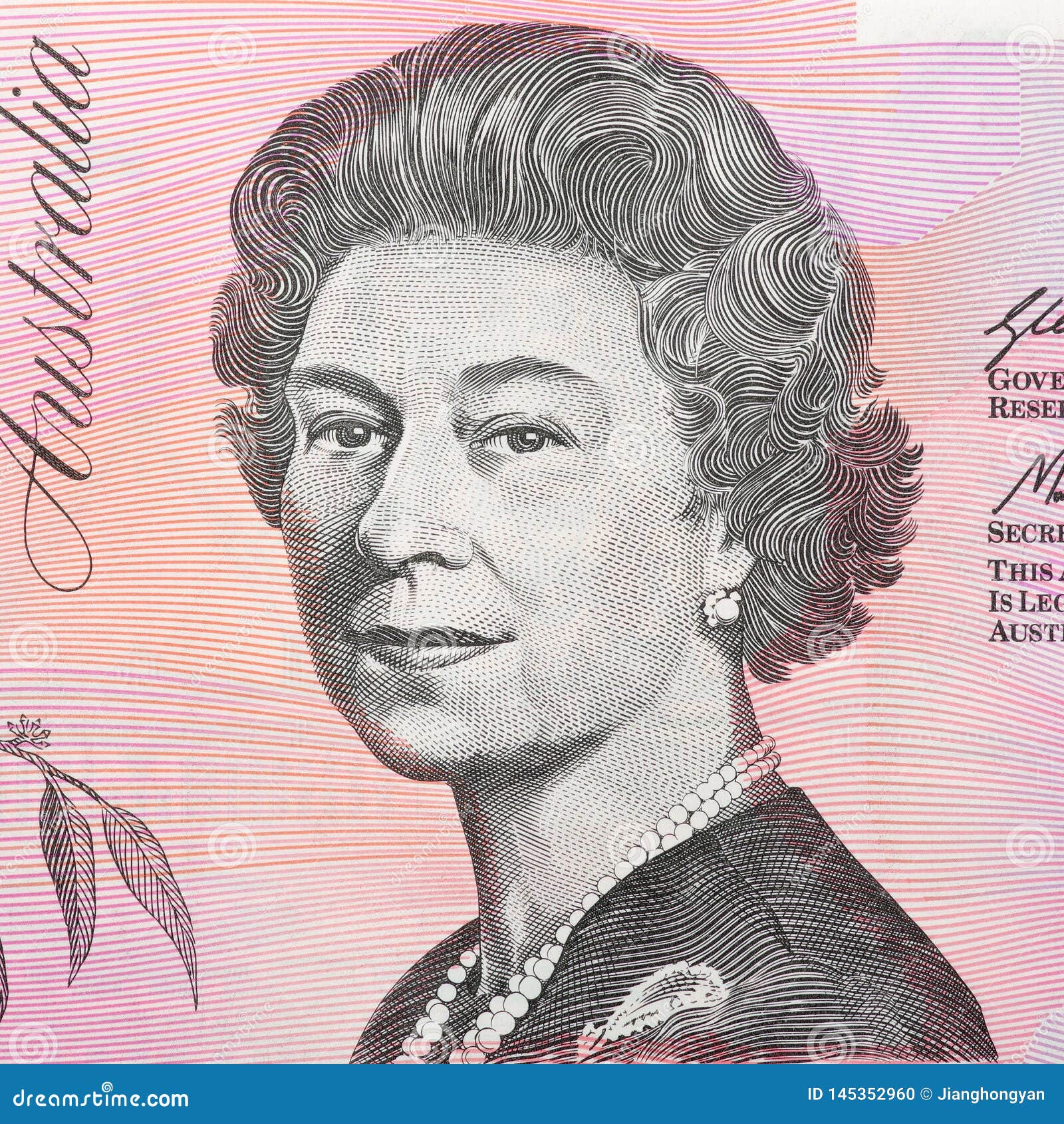 Australian Five Dollar Note Depicting Queen Elizabeth 11, Queen Of ...