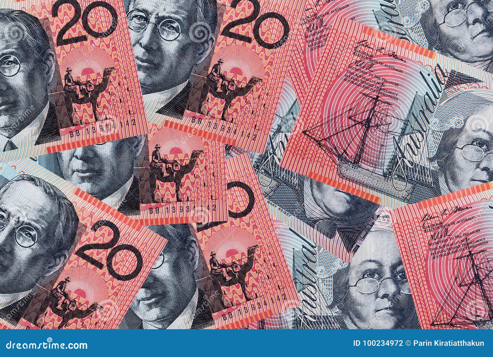 Australian Twenty Dollar Notes Stock Photo - Image of black, numbers ...