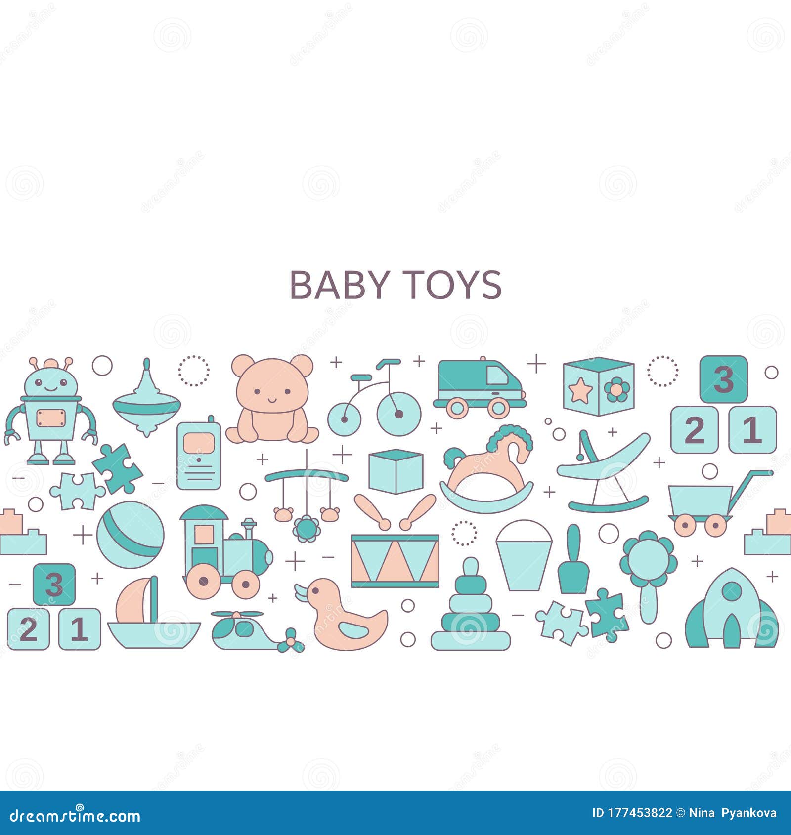 Background with Baby Toy Icons Stock Vector - Illustration of ...