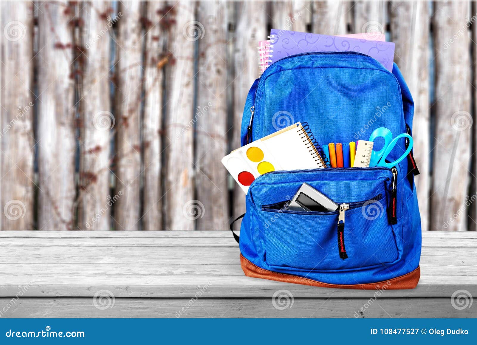 Blue School Backpack on Background Stock Image - Image of still ...