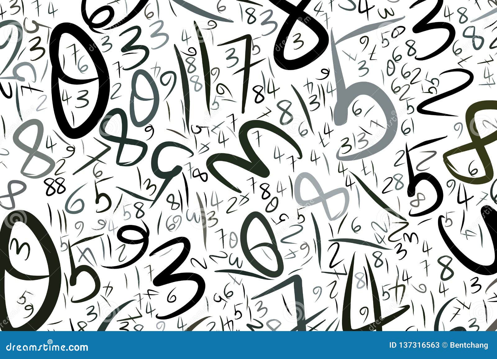 Background or Backdrop, Numbers Hand Drawn, for Design Texture. Drawing ...