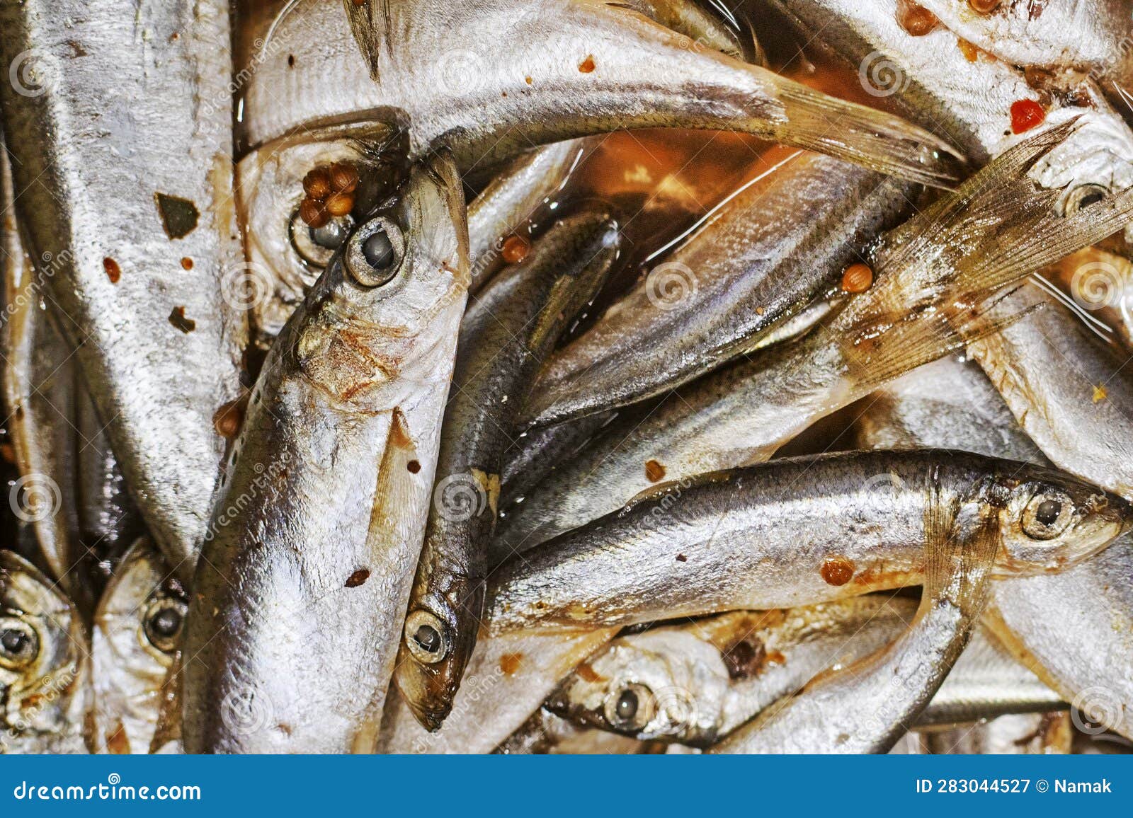 Background of Baked Small Herring Fish. Stock Image - Image of ...