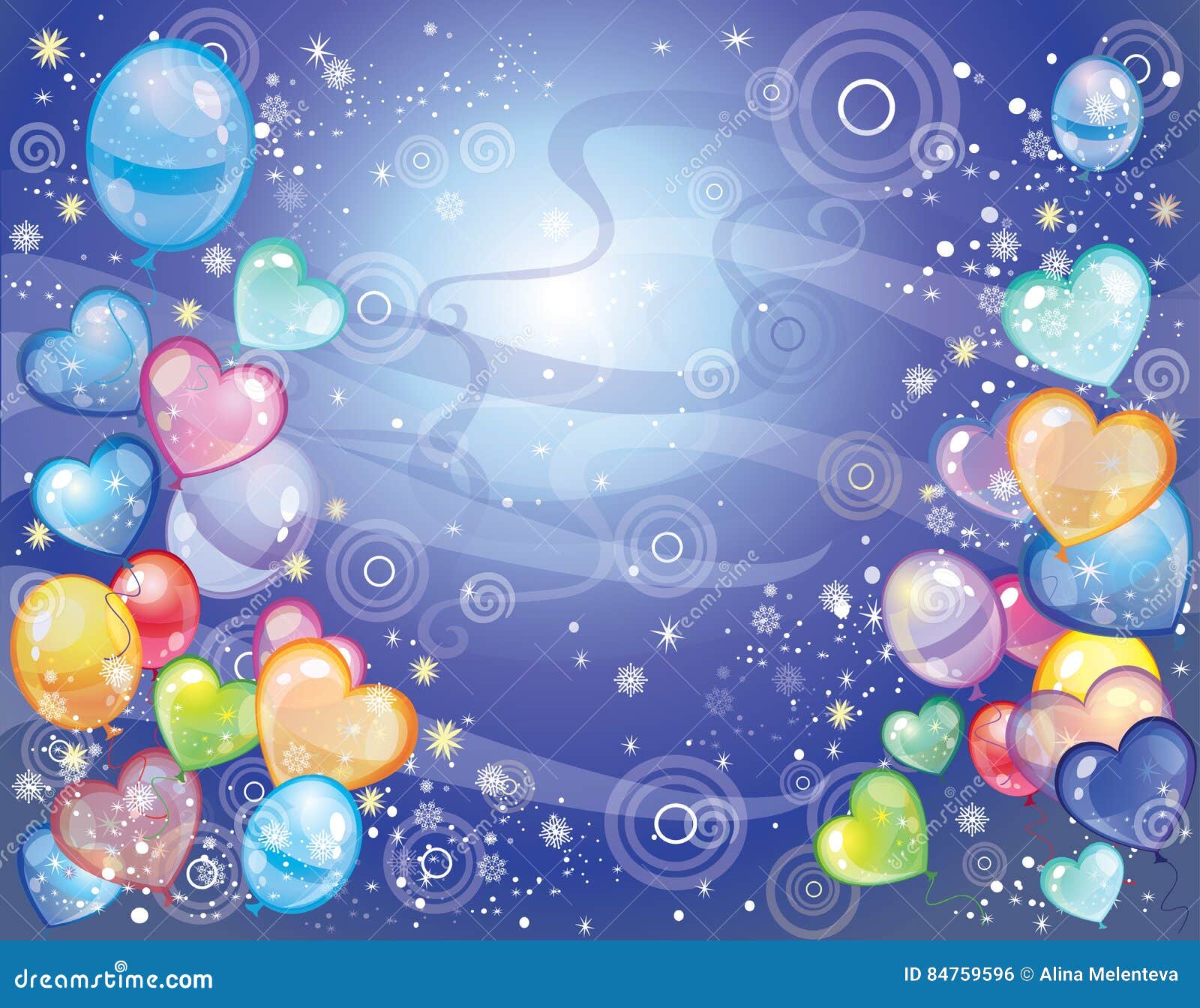 Balloons In A Dark Virtual Backgrounds. A 3D Render With Copy Space ...